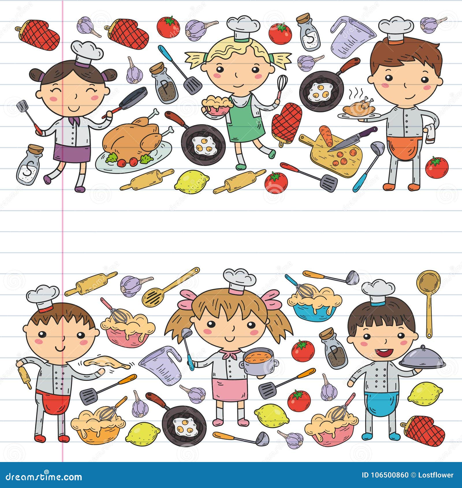 Cute Kids Chef on White Background Children Cooking Kitchen Children ...