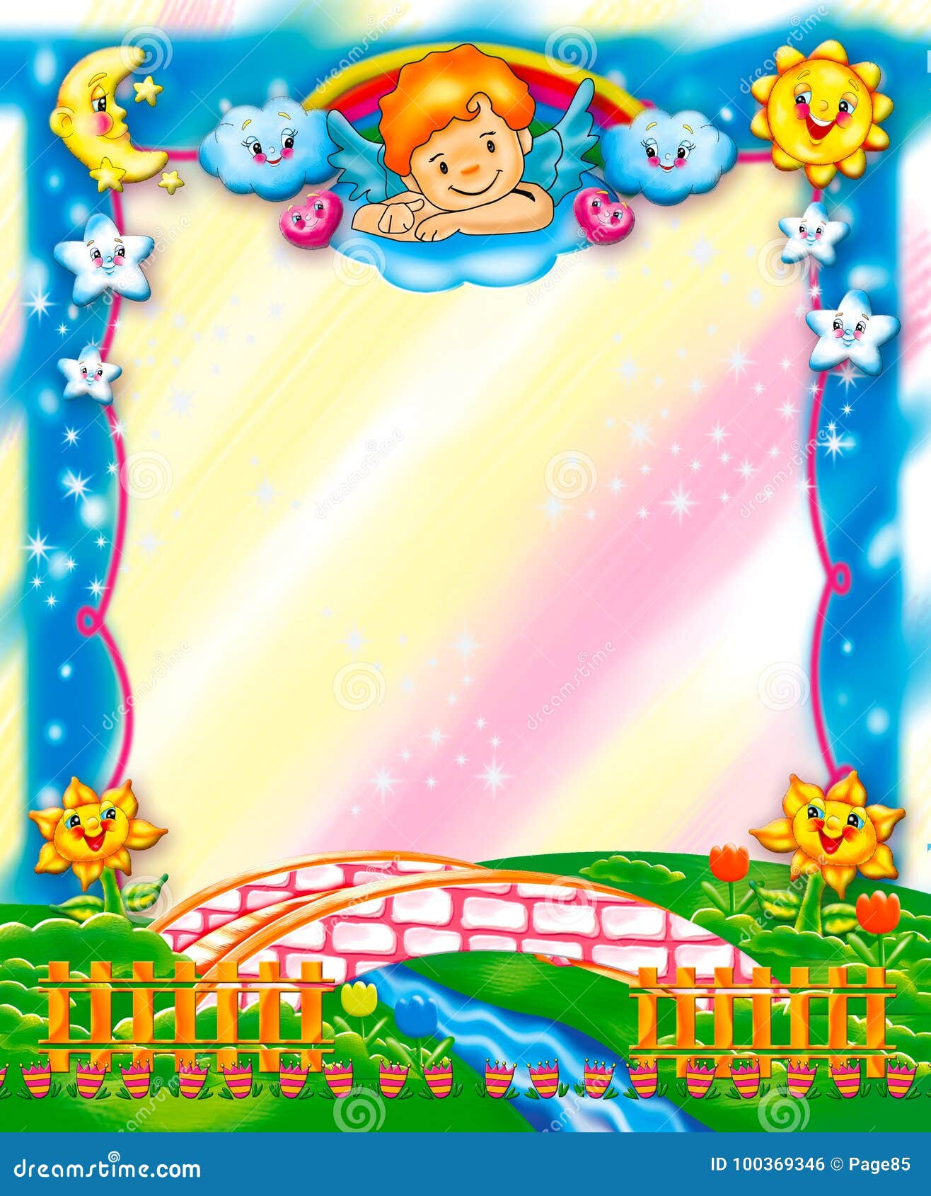 Cute kids frame stock illustration. Illustration of nature - 100369346