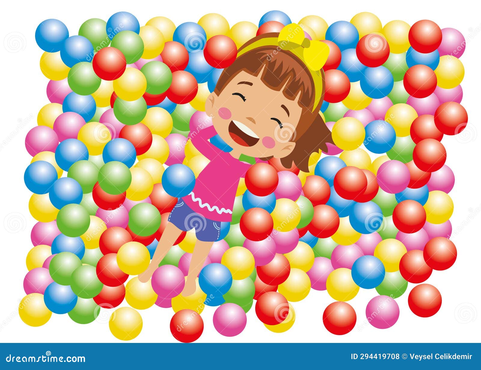 Cute Kids Having Fun Playing in Ball Pond Stock Vector - Illustration ...
