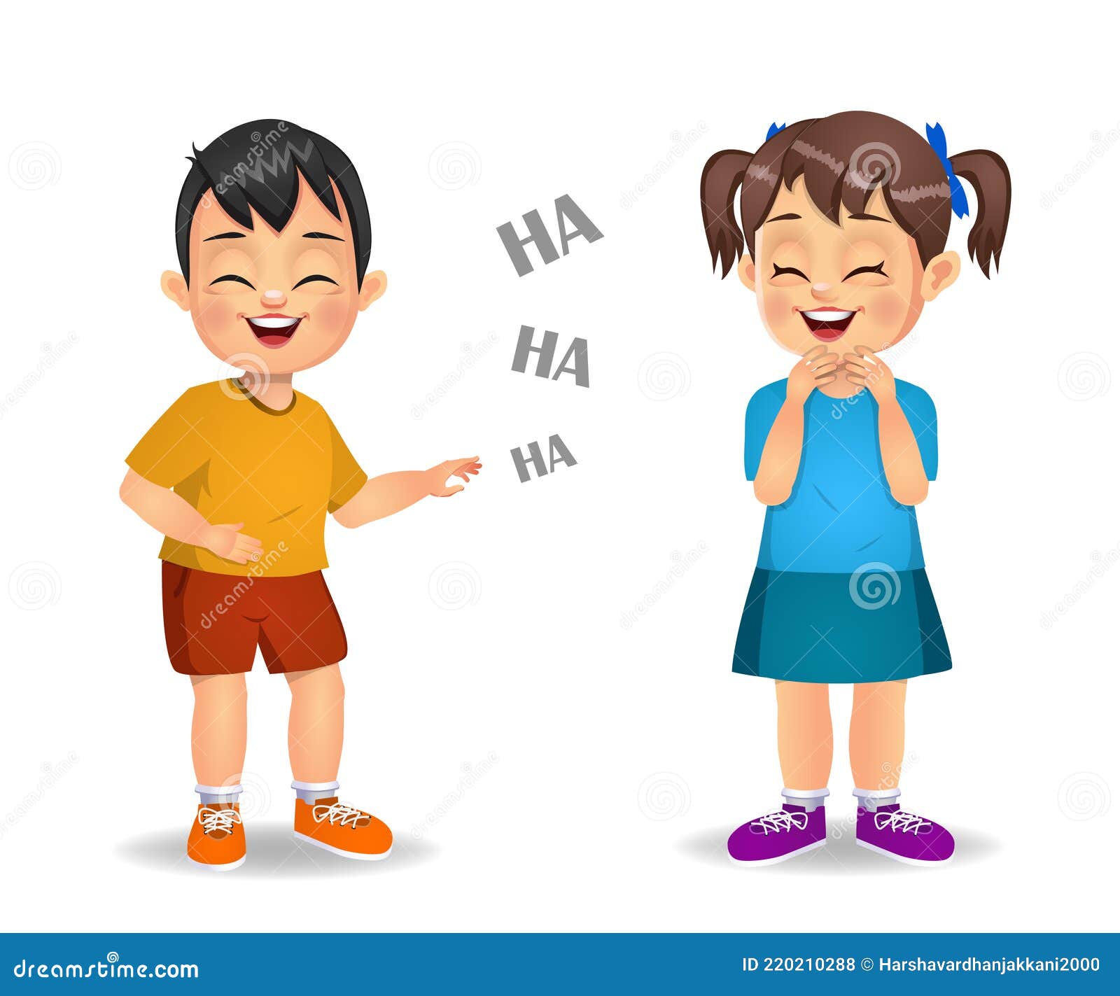 Cute Kids Laughing Together Vector Stock Vector - Illustration of ...