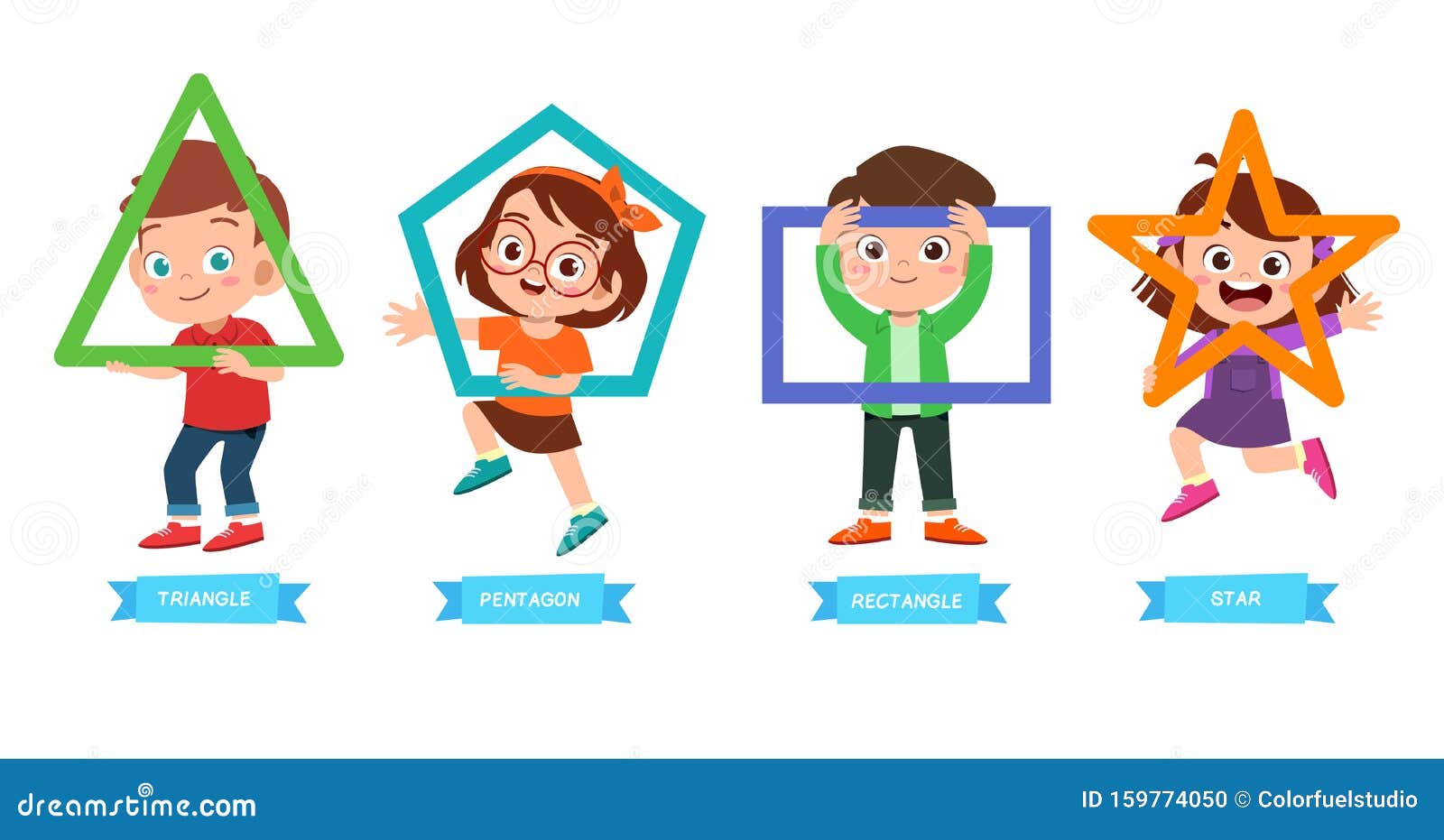 Cute Kids Learn Basic Shape Math Lesson Stock Vector - Illustration of ...