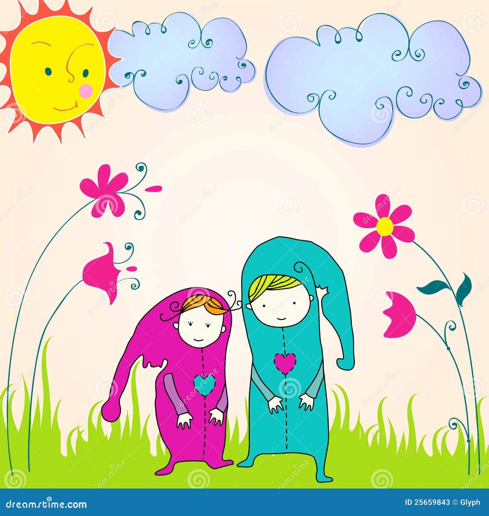 Cute kids in love stock vector. Illustration of cloud - 25659843