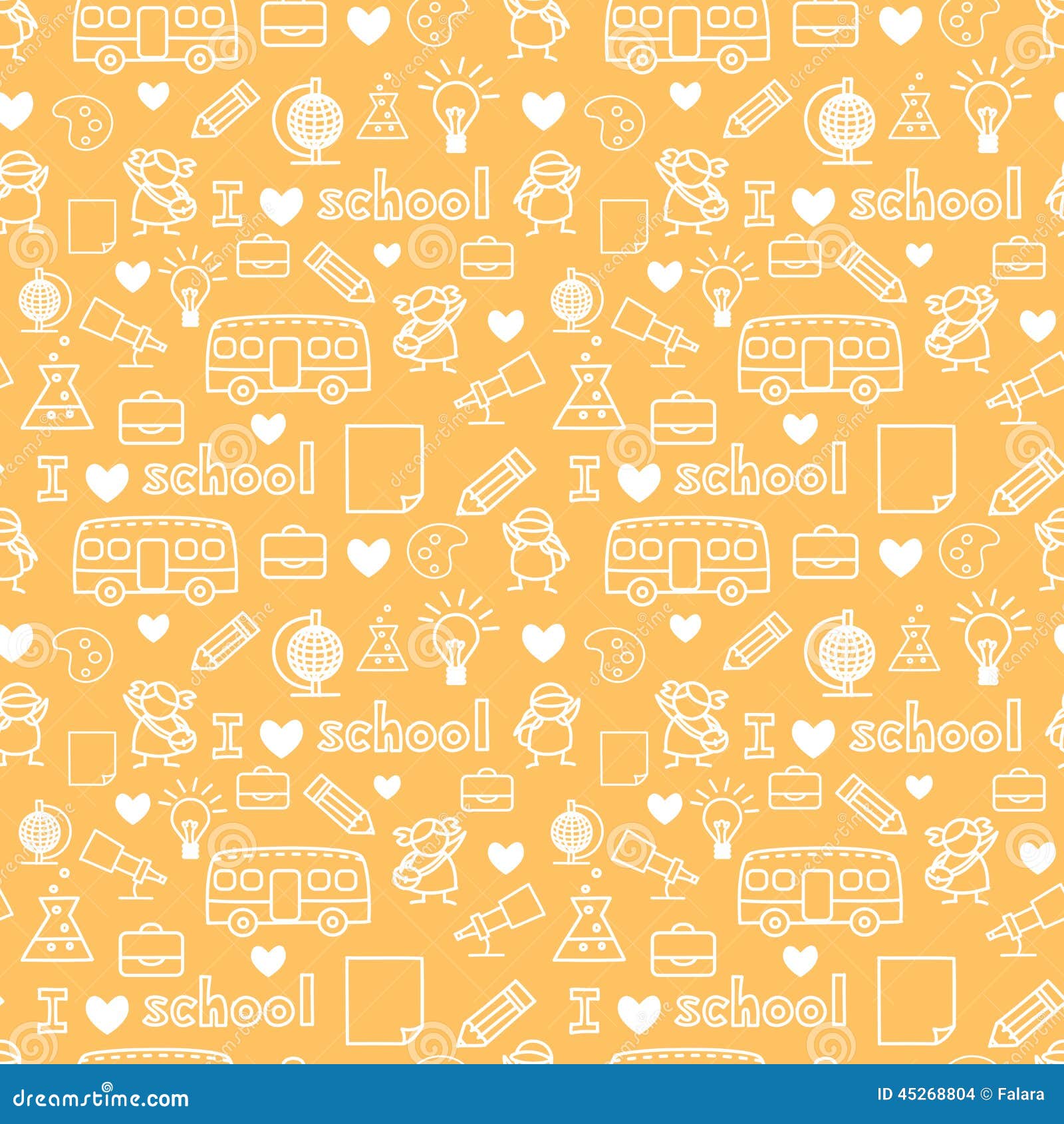 Cute Kids Love School Doodle Seamless Pattern Stock Vector ...