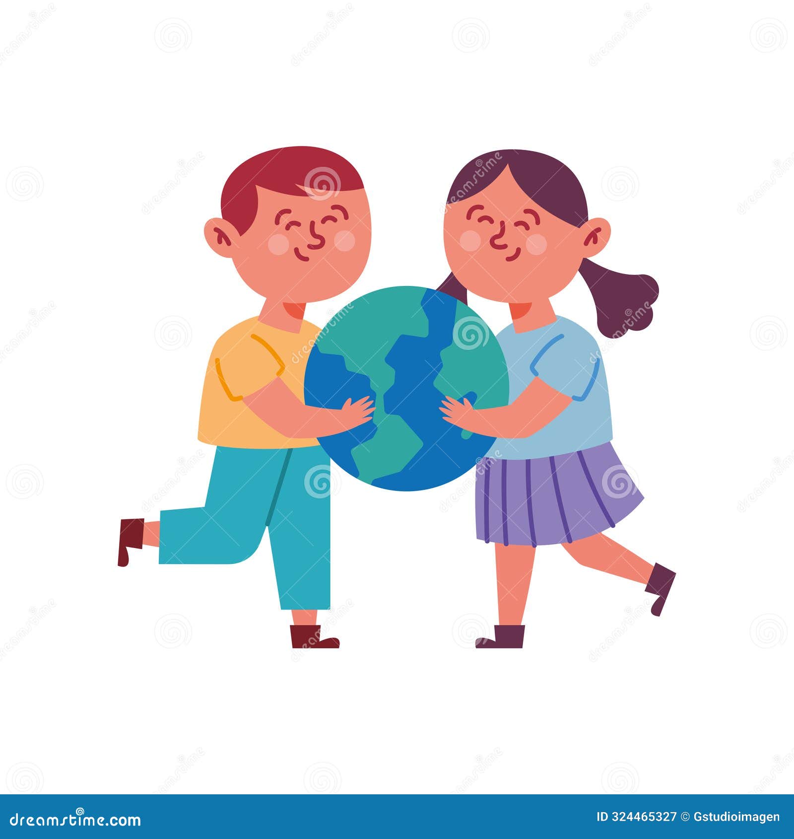 Cute kids with map globe stock illustration. Illustration of love ...