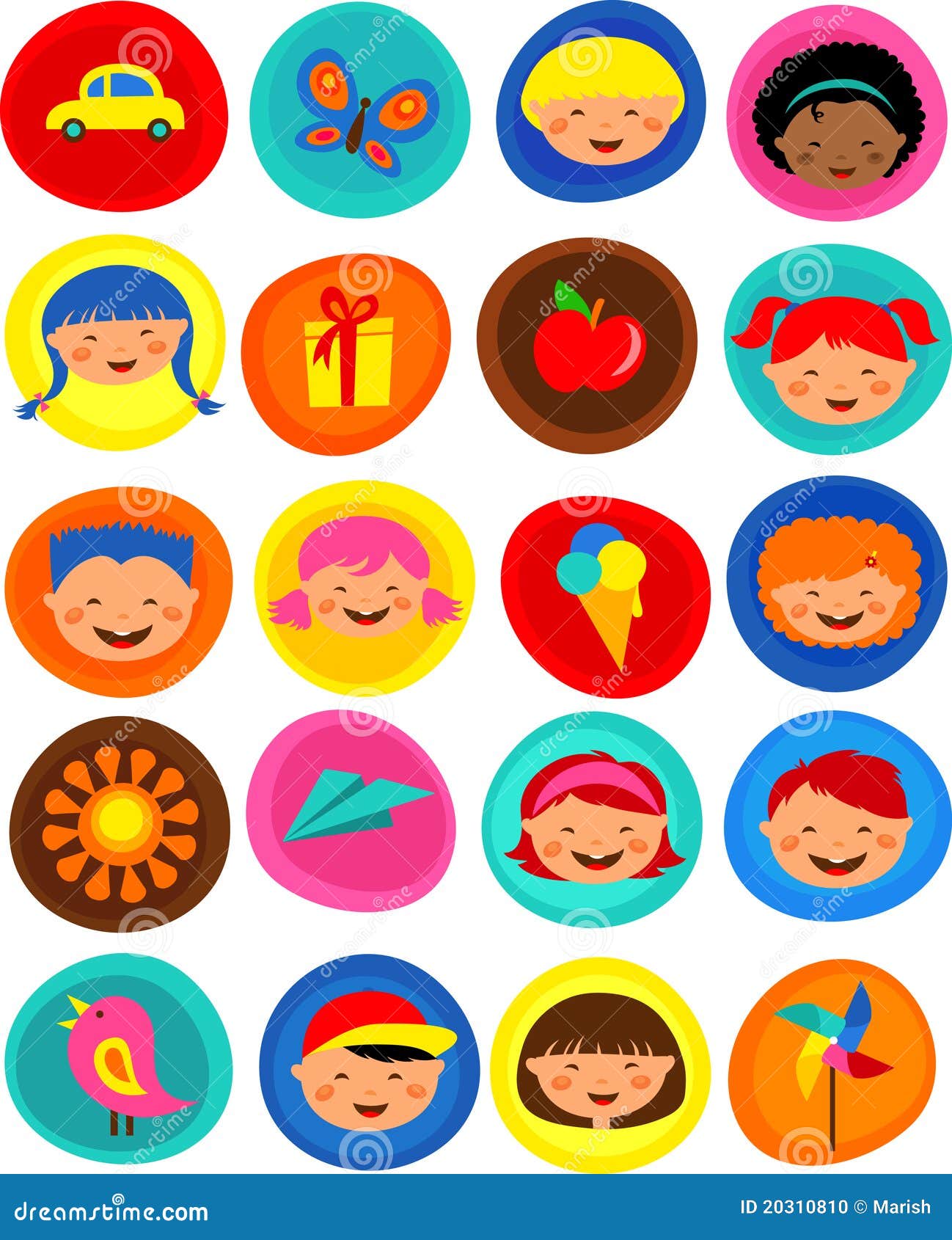 Cute Kids Pattern with Icons, Illustration Stock Vector - Illustration ...