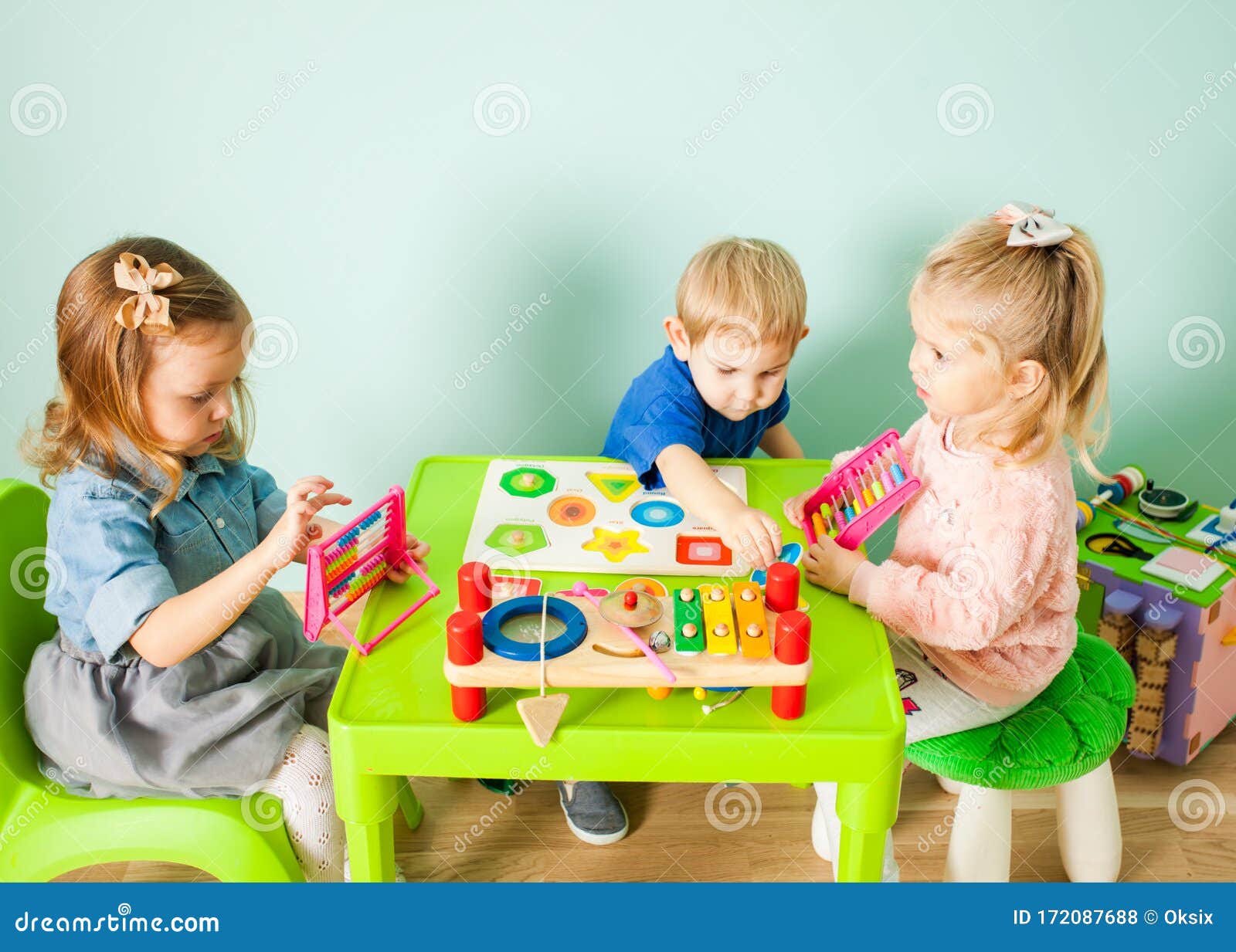 Cute Kids Playing and Learning in the Room Stock Photo - Image of child ...