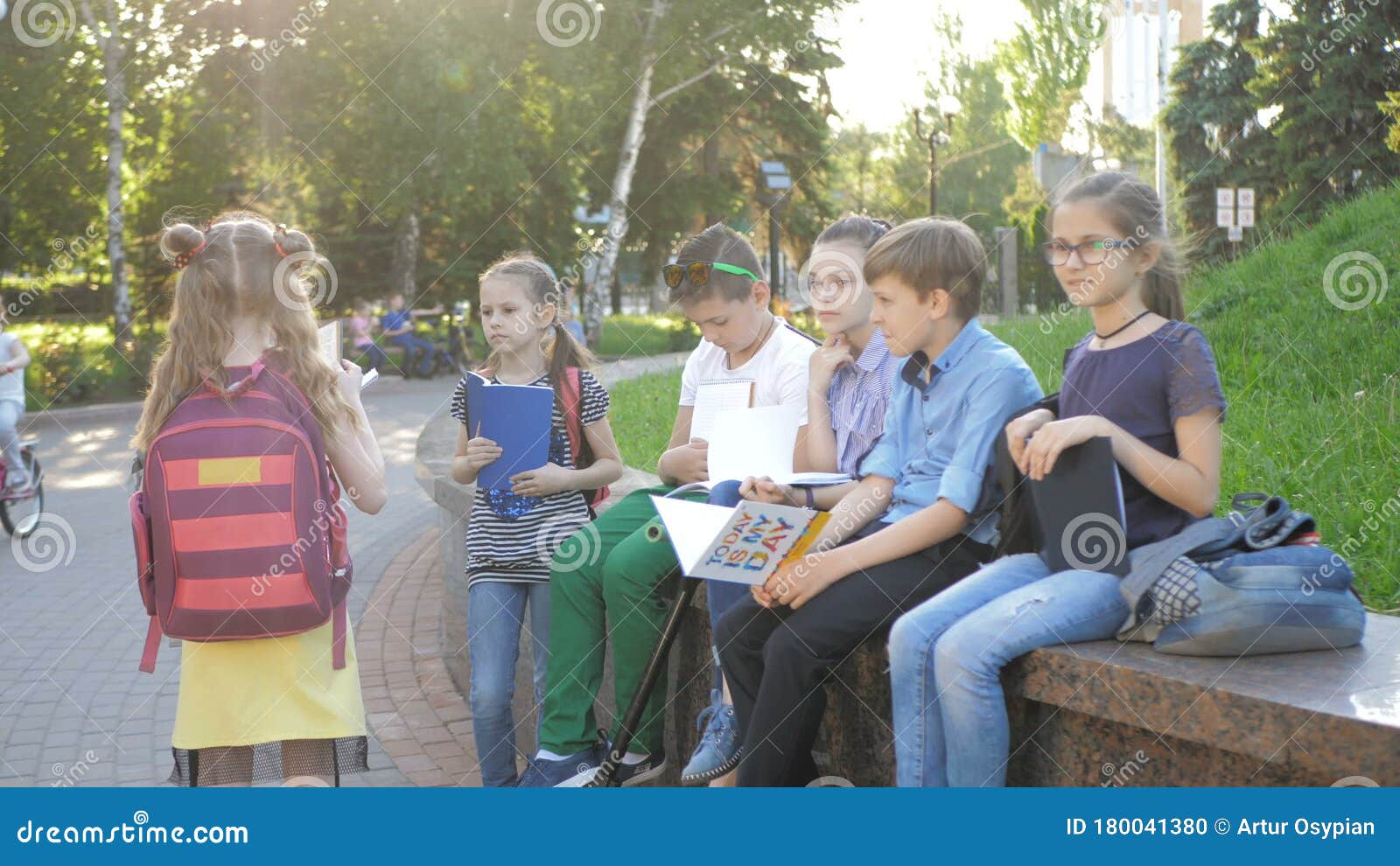 Cute Kids Study with Books and Notebooks Stock Footage - Video of ...