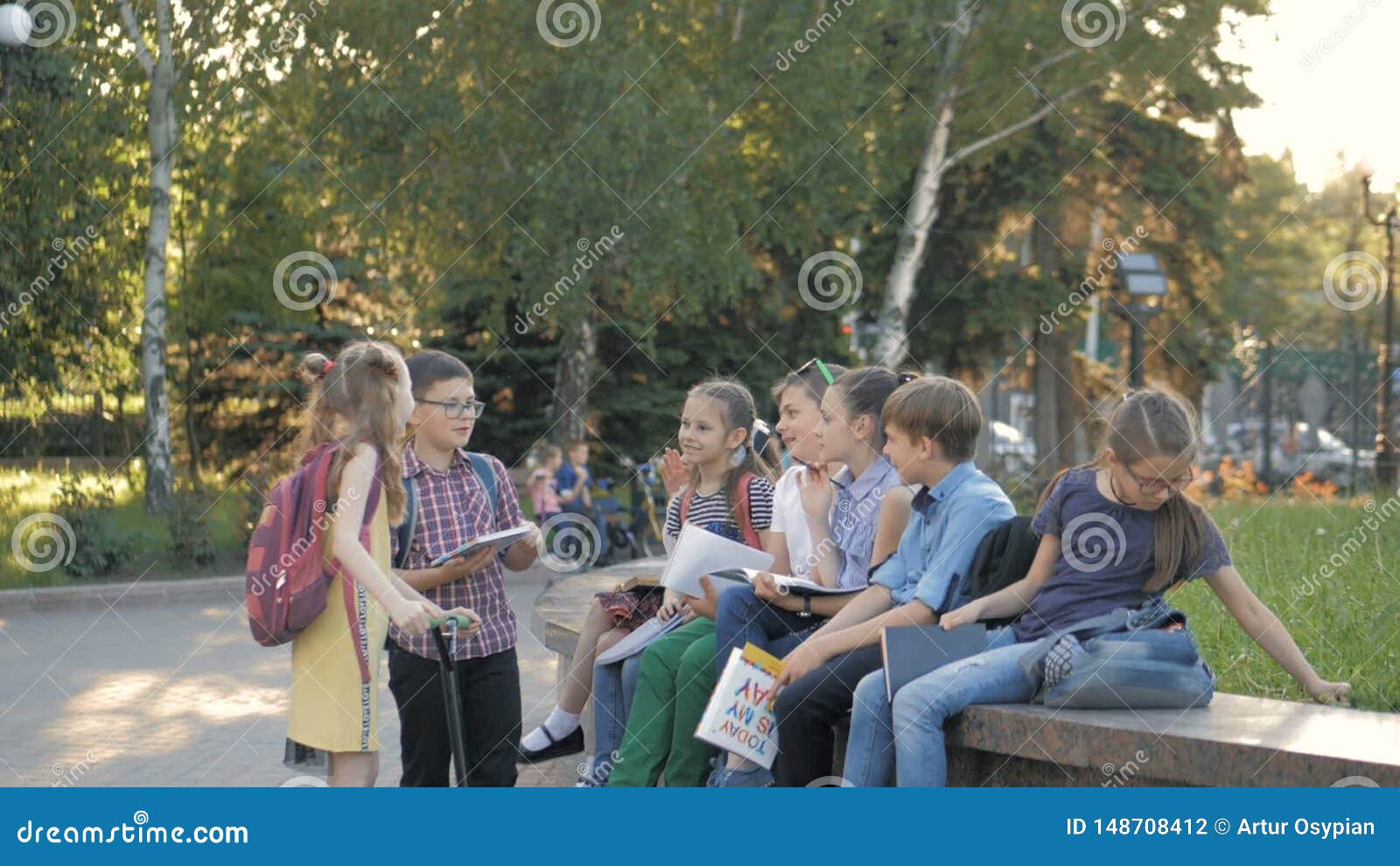 Cute Kids Study with Books and Notebooks Stock Footage - Video of ...