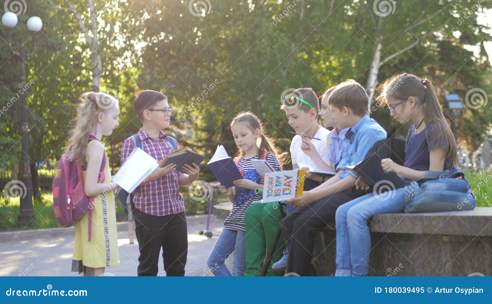 Cute Kids Study with Books and Notebooks Stock Video - Video of ...