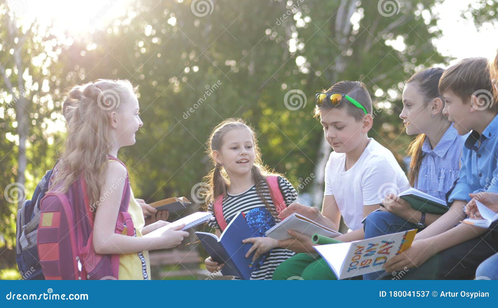 Cute Kids Study with Books and Notebooks Stock Video - Video of learn ...