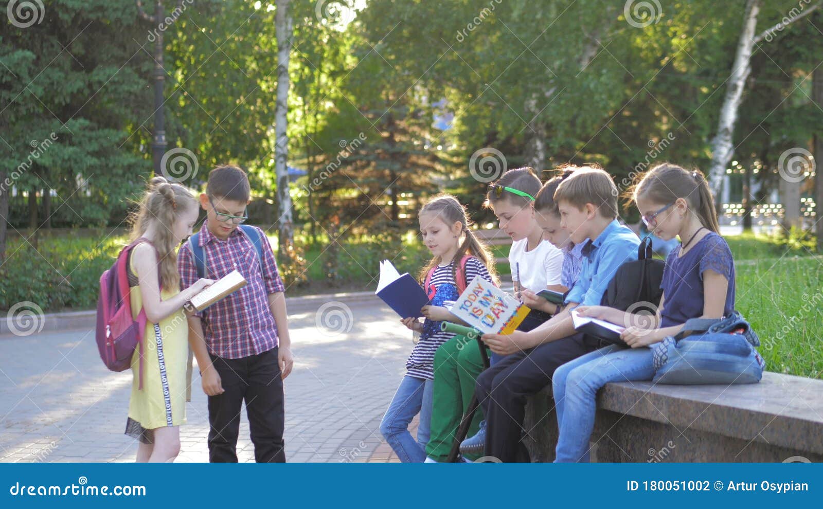 Cute Kids Study with Books and Notebooks Stock Footage - Video of ...