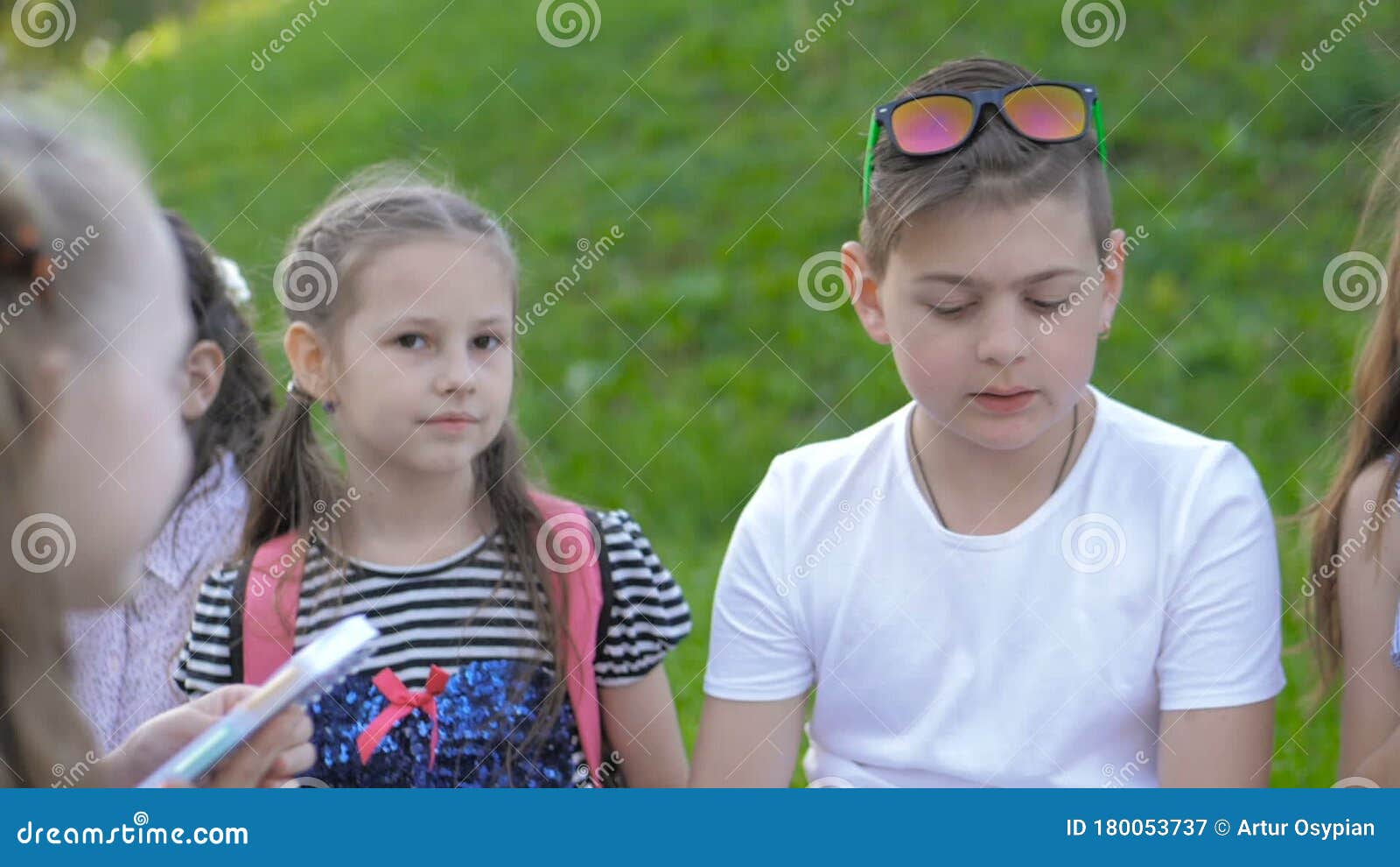Cute Kids Study with Books and Notebooks Stock Video - Video of girl ...