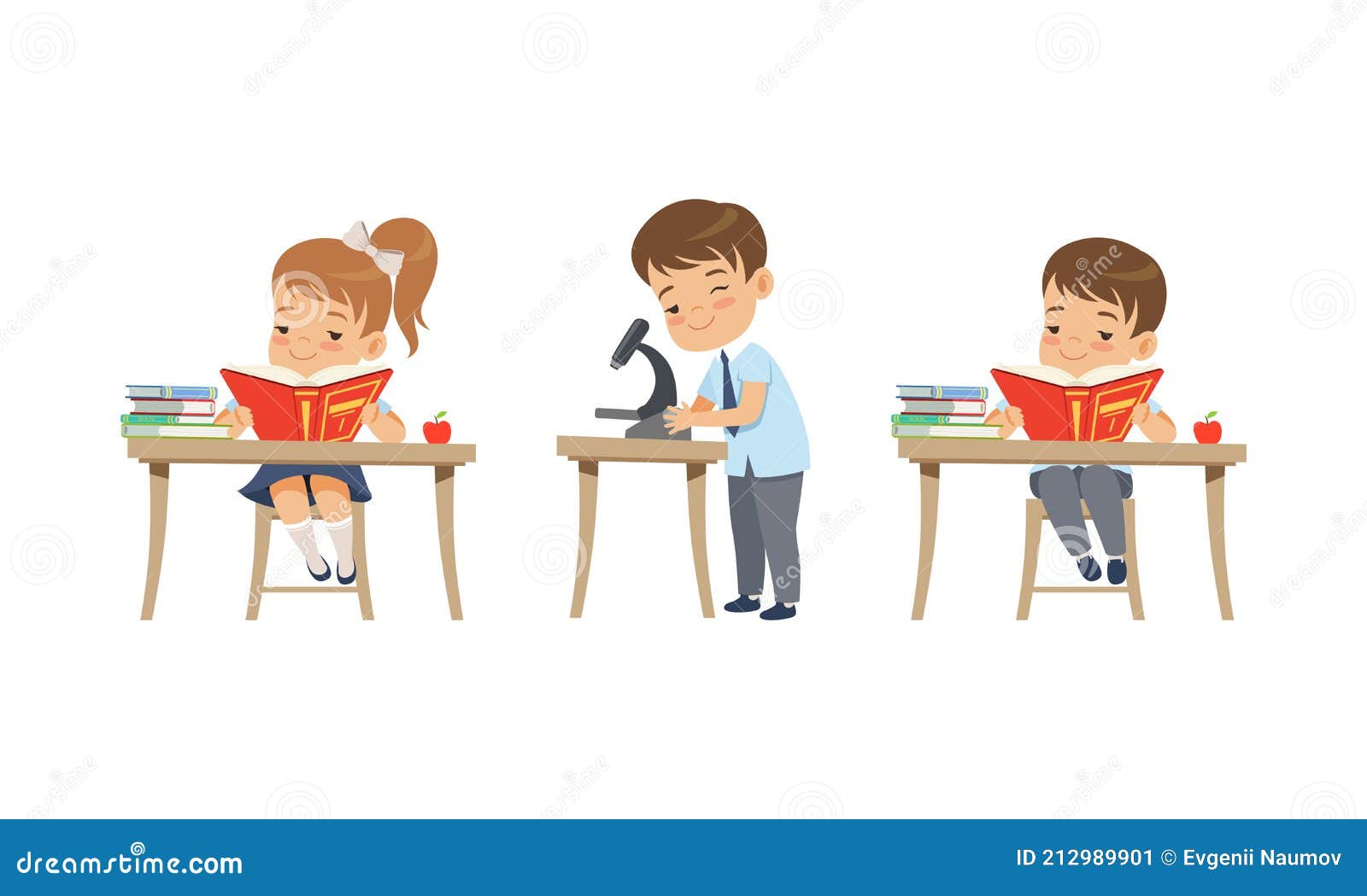 Student Studying In Classroom Cartoon