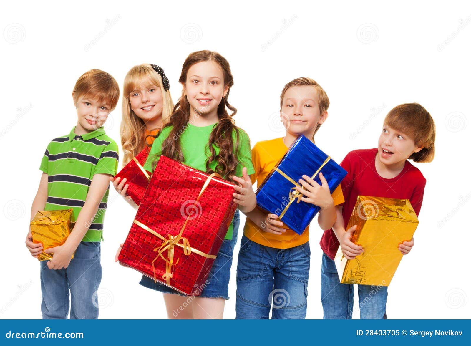 Cute Kids with Wrapped Boxes Stock Image - Image of happy, boxes: 28403705
