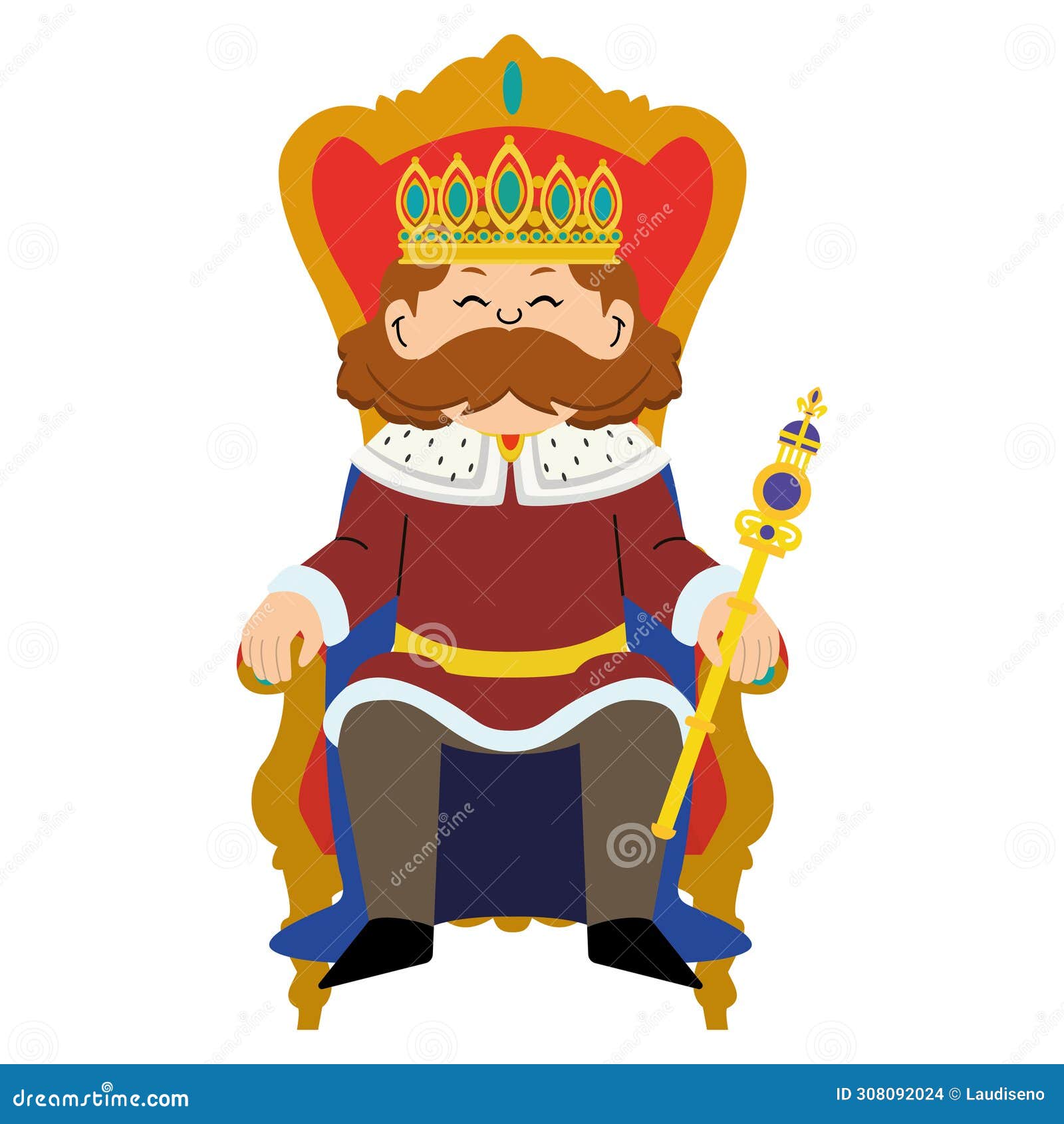 Cute King Character with Crown Vector Stock Illustration - Illustration ...