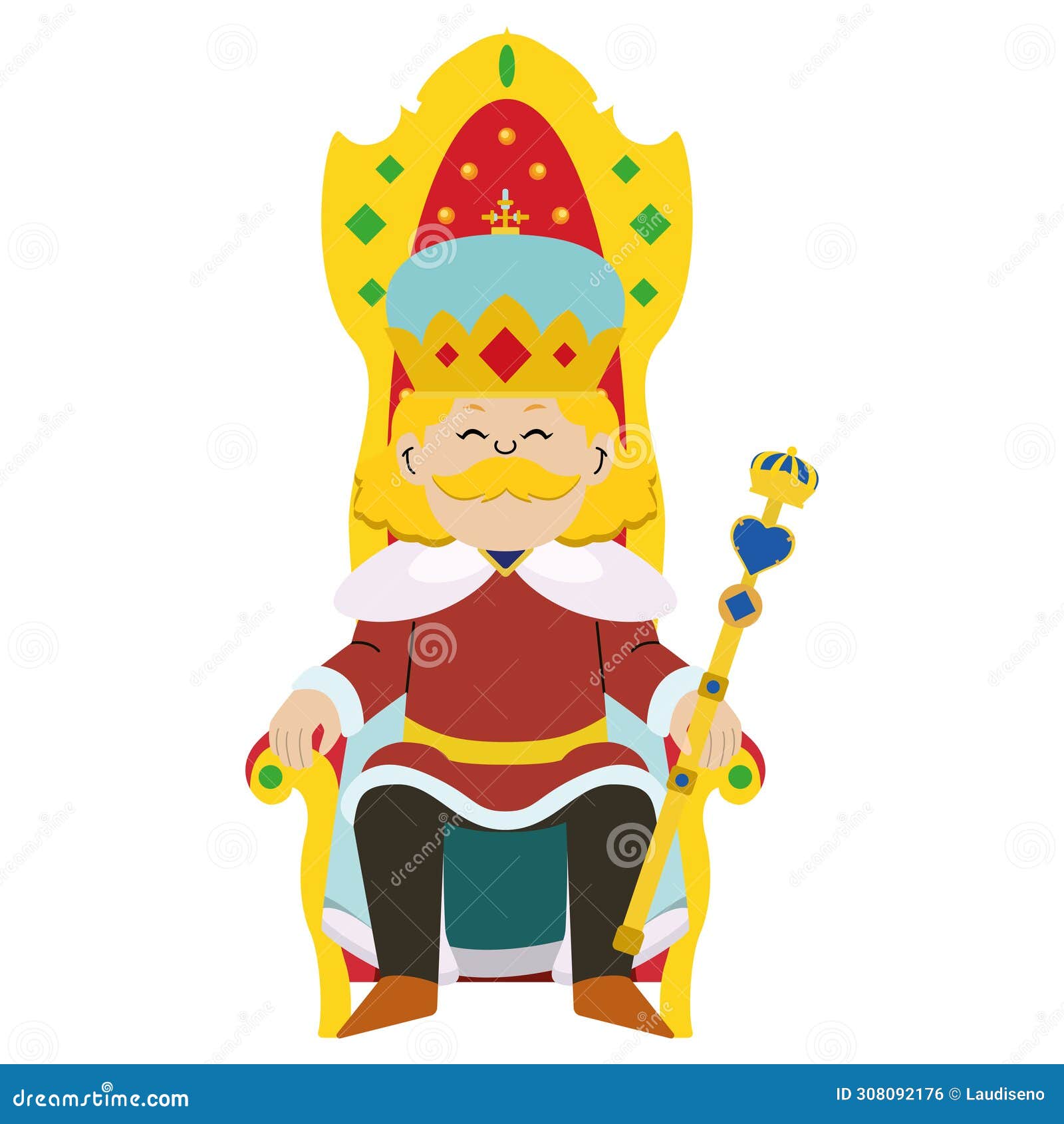 Cute King Character with Crown Vector Stock Illustration - Illustration ...
