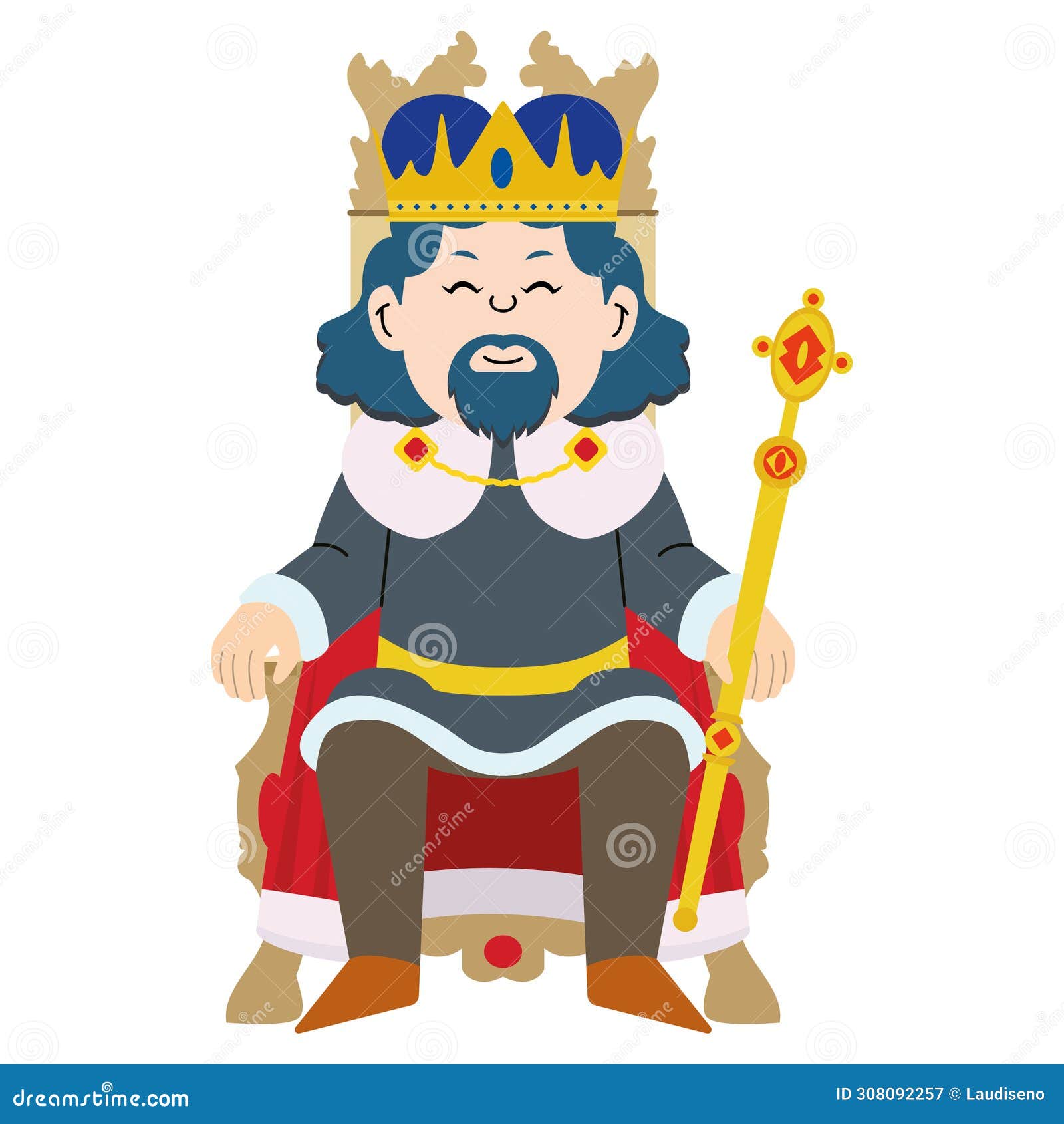 Cute King Character with Crown Vector Stock Illustration - Illustration ...