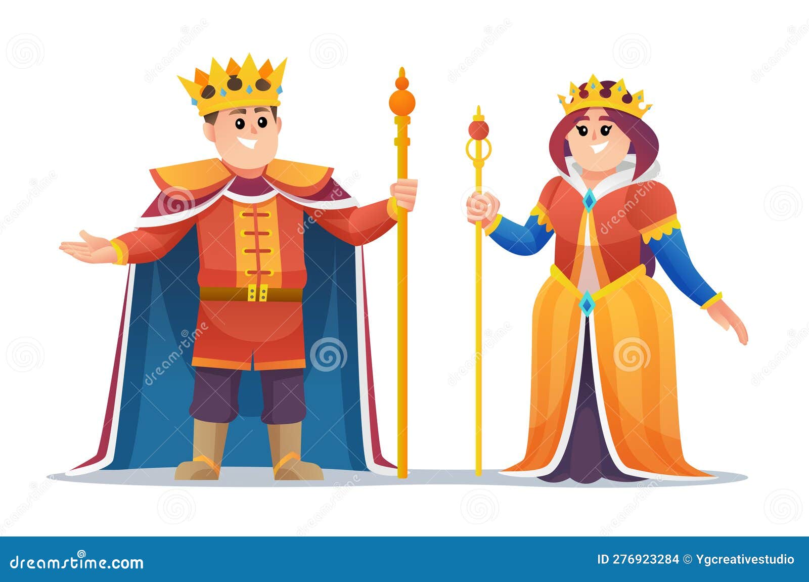 Cute King and Queen Character Set Stock Vector - Illustration of ...