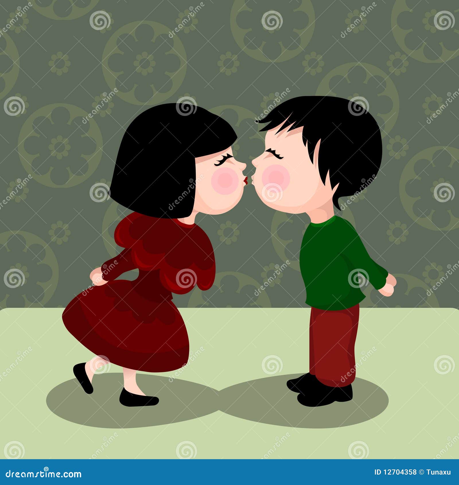 Cute kissing couple stock vector. Illustration of caucasian - 12704358