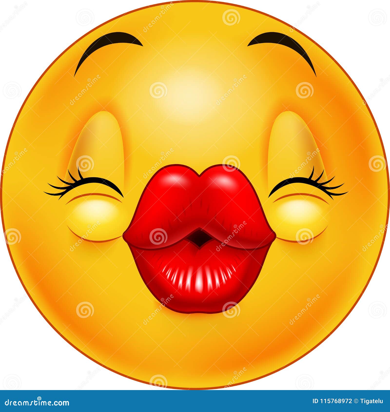 Cute Kissing Emoticon Stock Vector Illustration Of Button 115768972
