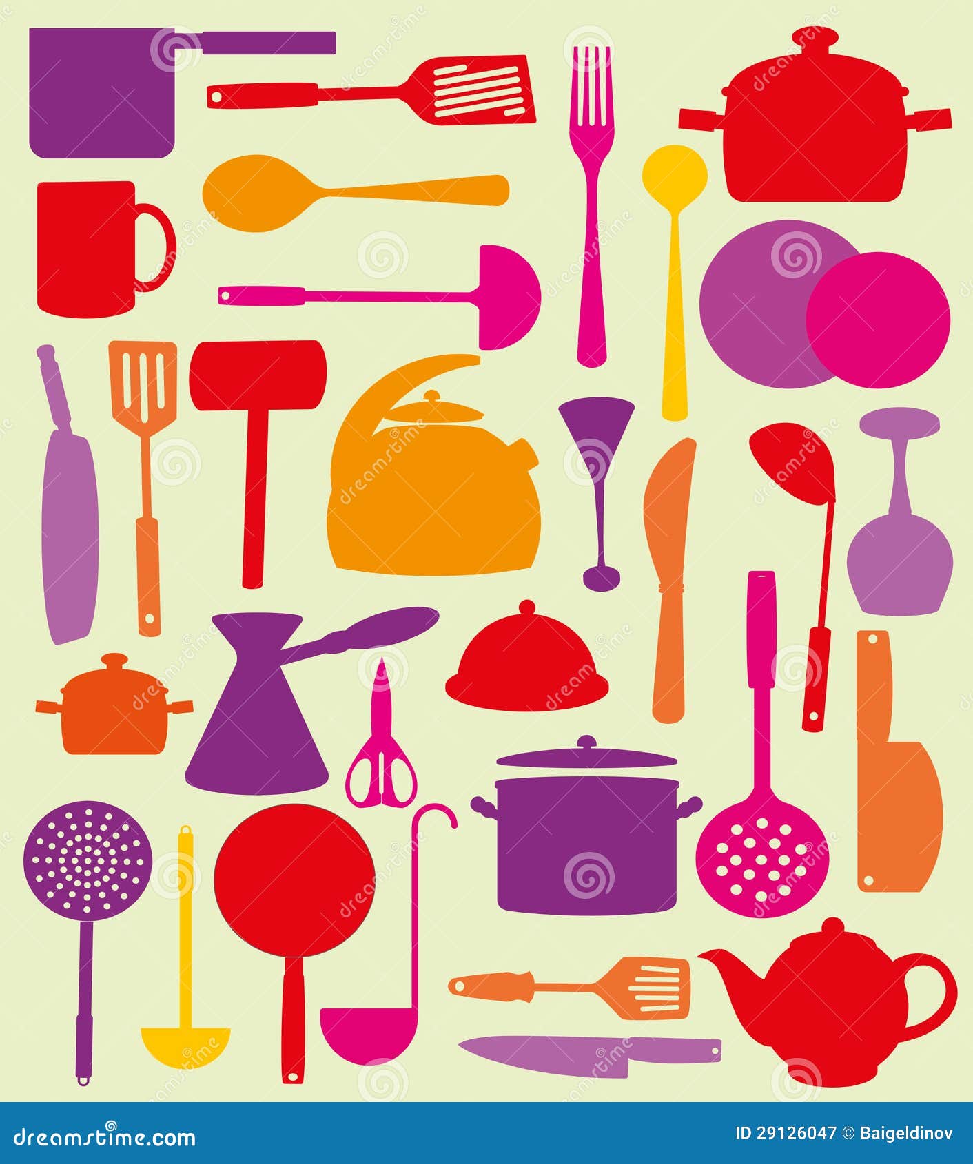 Cute kitchen pattern. stock vector. Illustration of cups - 29126047