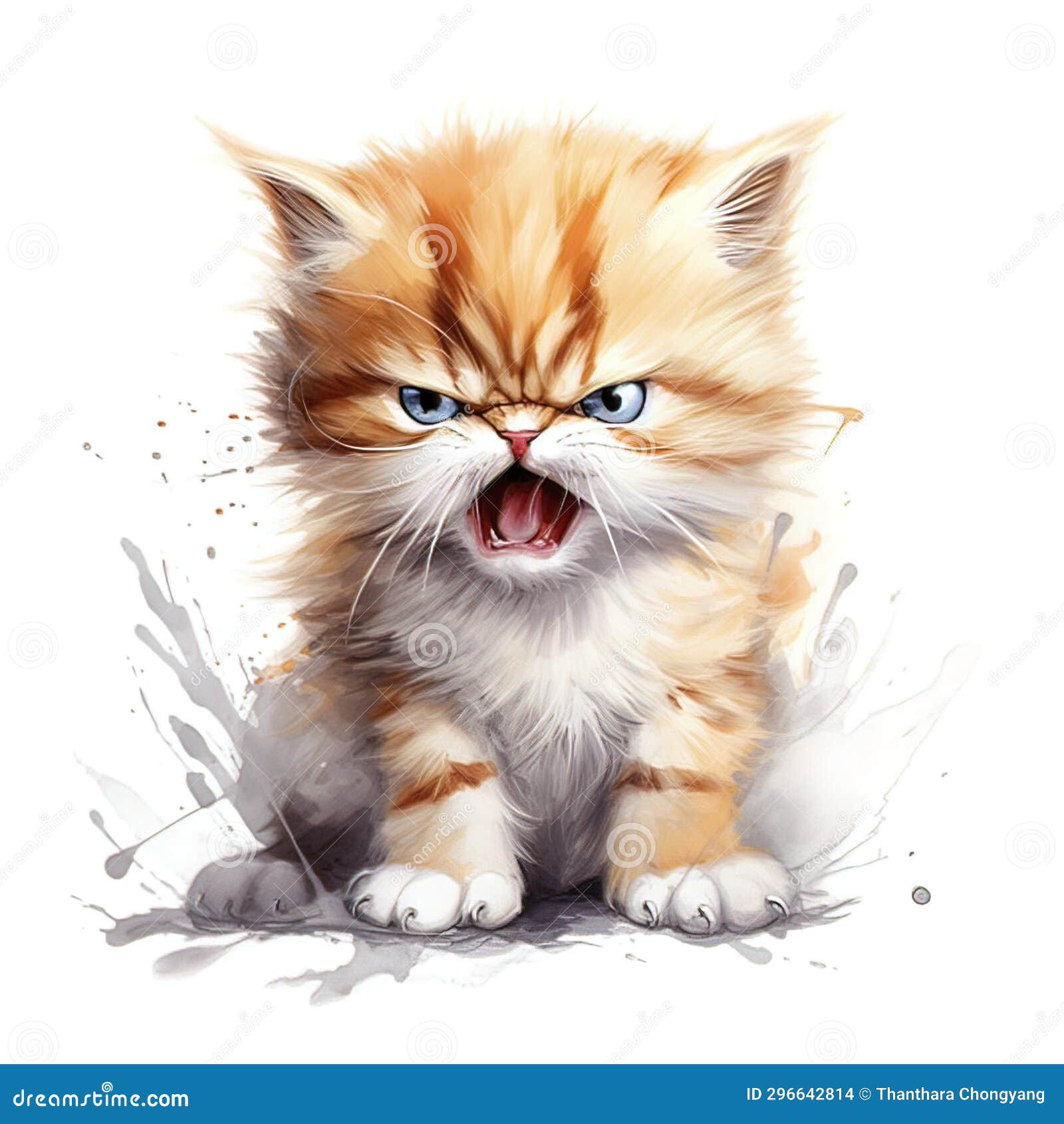 Cute Kitten is Angry on a White Backdround Stock Illustration ...