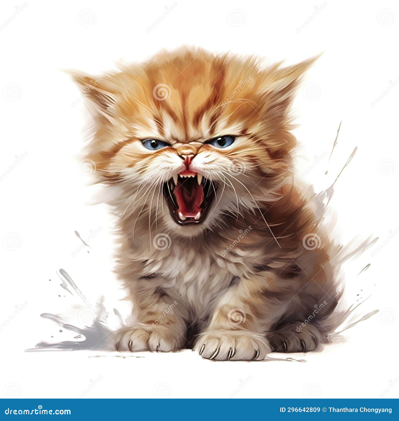 Cute Kitten is Angry on a White Backdround Stock Illustration ...