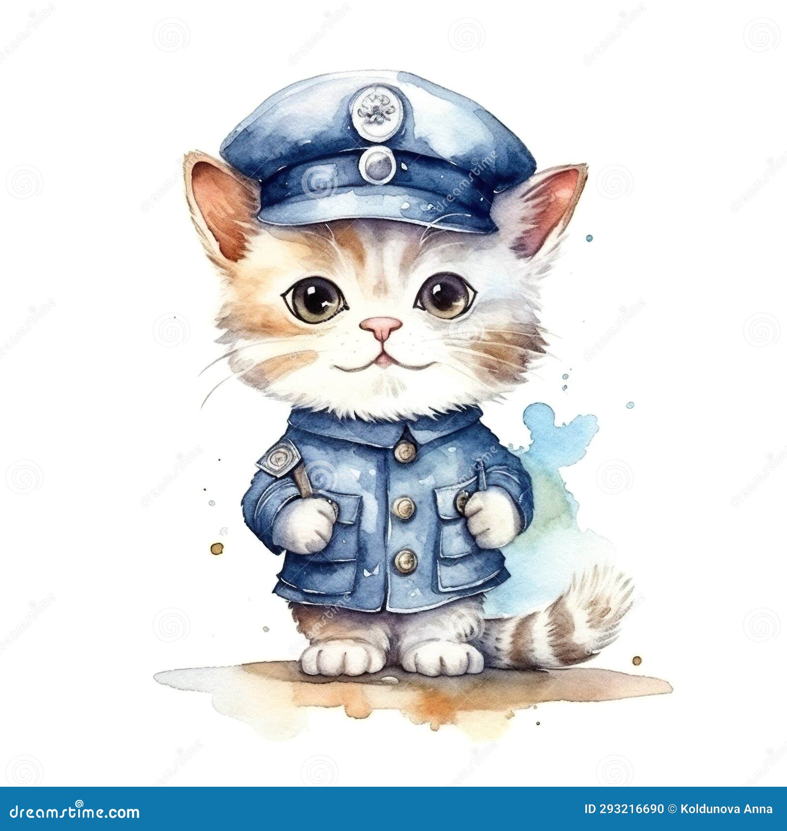 Kitten as a policeman stock illustration. Illustration of whiskers ...