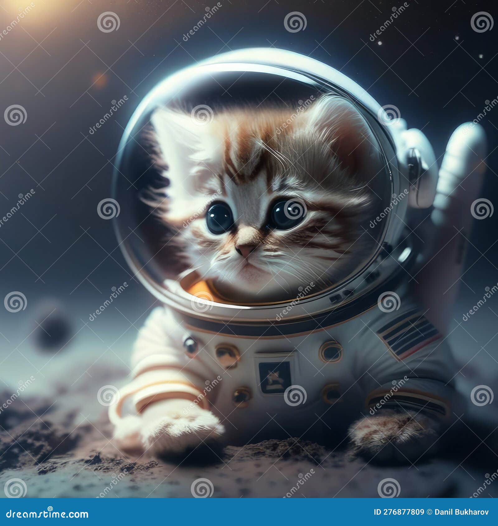 Cute Kitten Astronaut Wearing Space Suite Stock Illustration ...