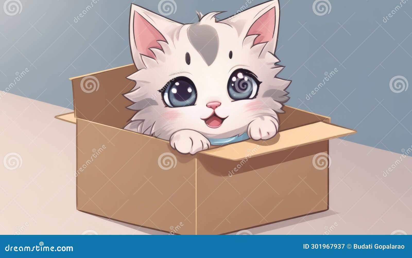 A cute kitten in a box stock illustration. Illustration of adorable ...