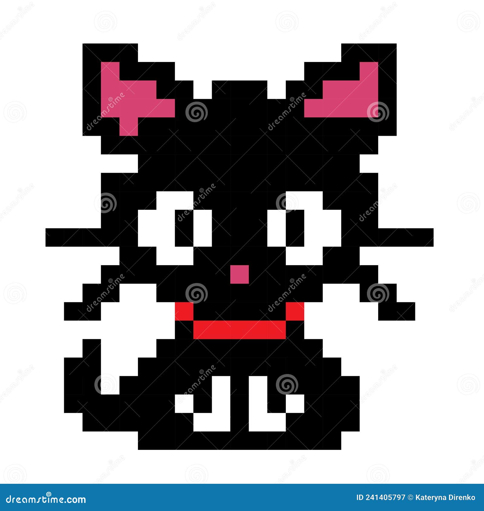 Cute Kitten Domestic Pet Pixel Art - Isolated Vector. 8 Bit Pixel. NFT ...