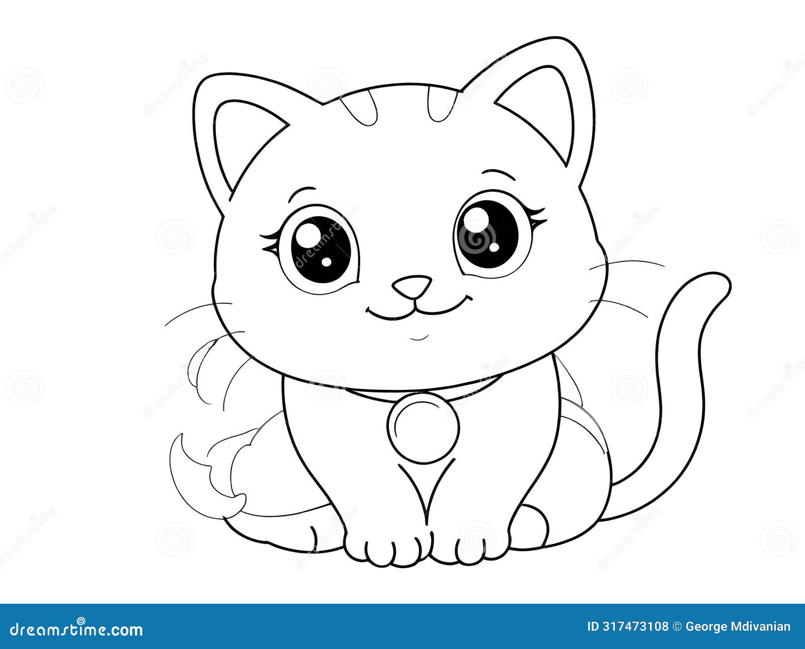 Cute Kitten Drawing Coloring Book Stock Illustration - Illustration of ...