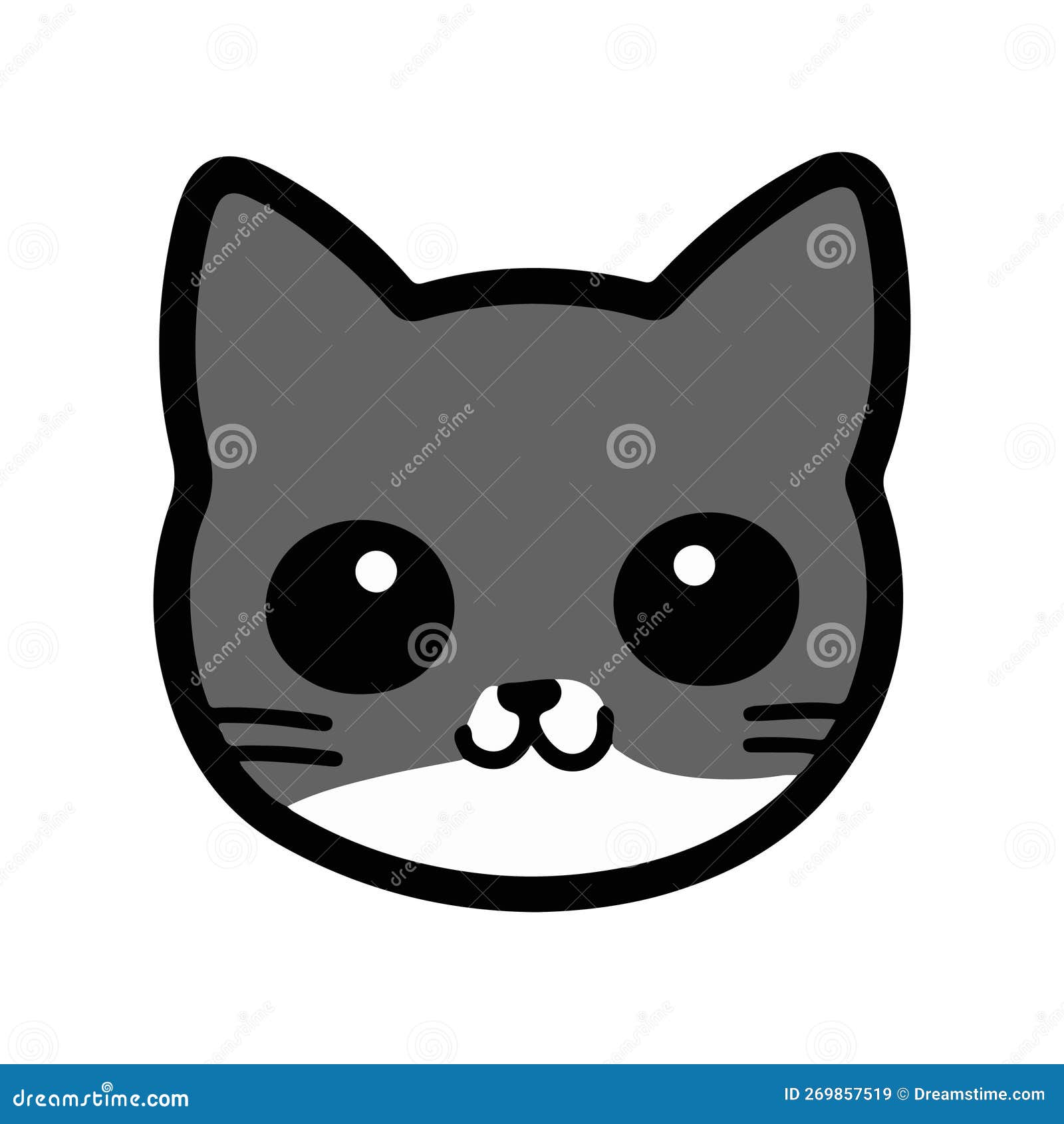 Cute Kitten Face. Cat Head Shape Icon Stock Vector - Illustration of ...