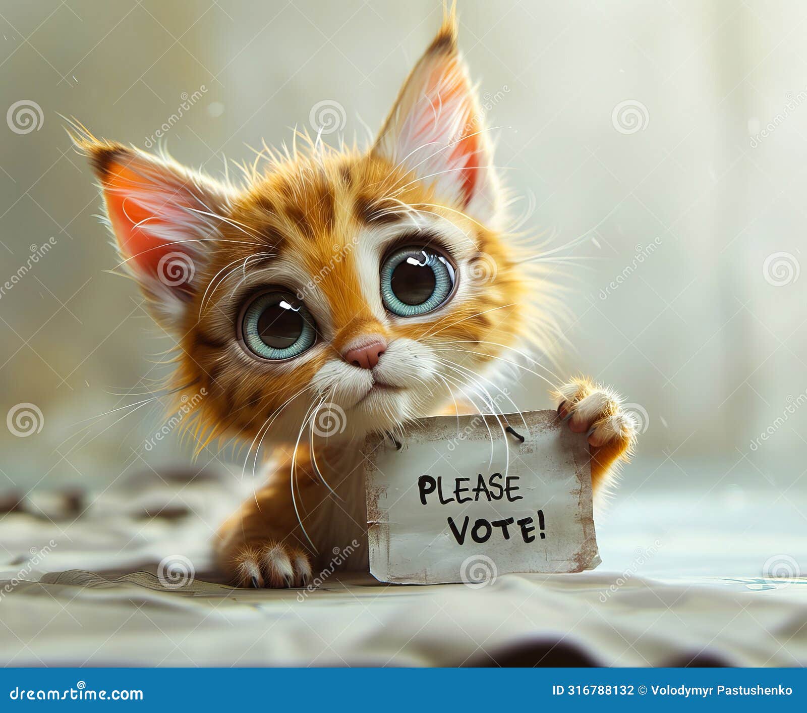 A Cute Kitten Holding a Sign that Says Please Vote Stock Photo - Image ...