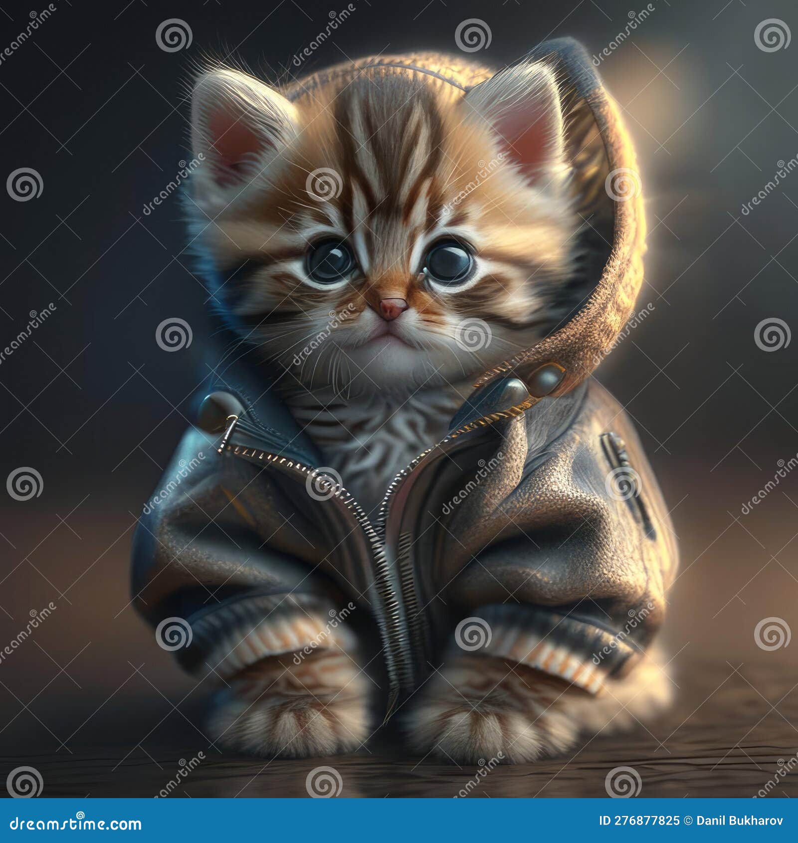 Cute kitten in the jacket stock illustration. Illustration of kitten ...