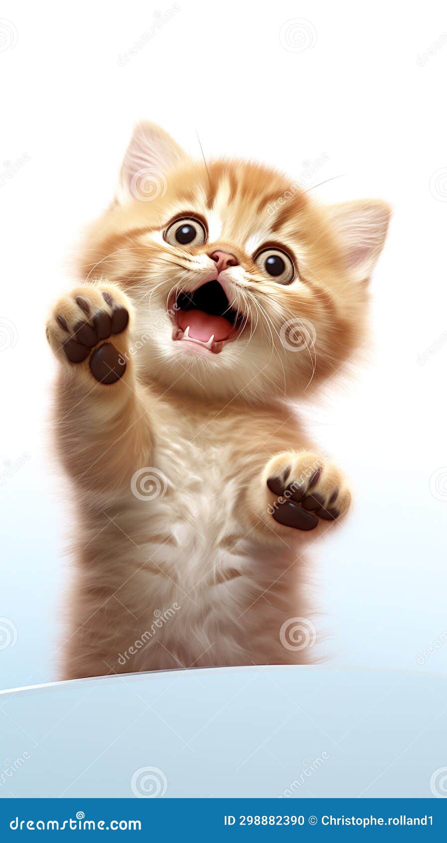 Cute Cat Meowing With Open Mouth In Front Of Pink Studio Background ...