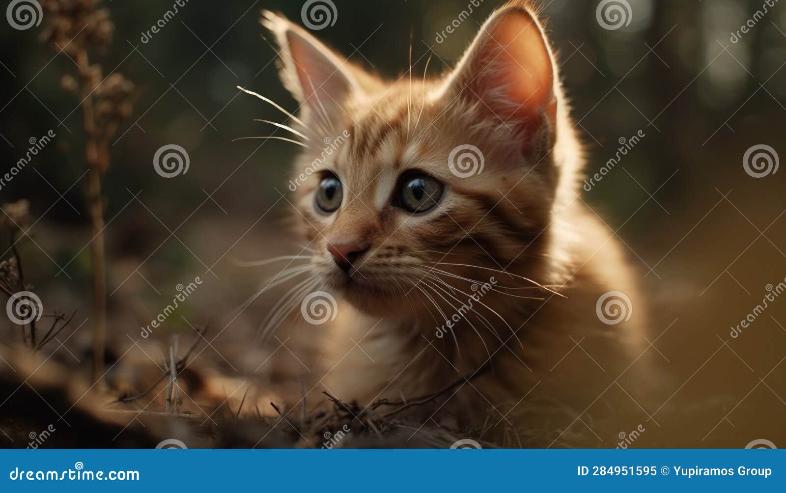 Cute Kitten Sitting in Grass, Staring with Playful Curiosity Generated ...