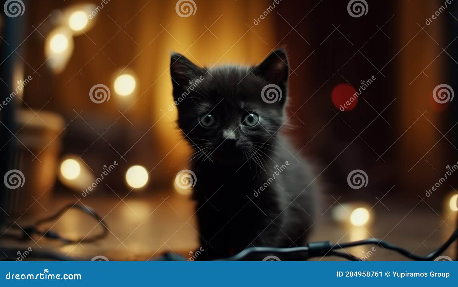 Cute Kitten Sitting on Table, Staring with Playful Curiosity Generated ...