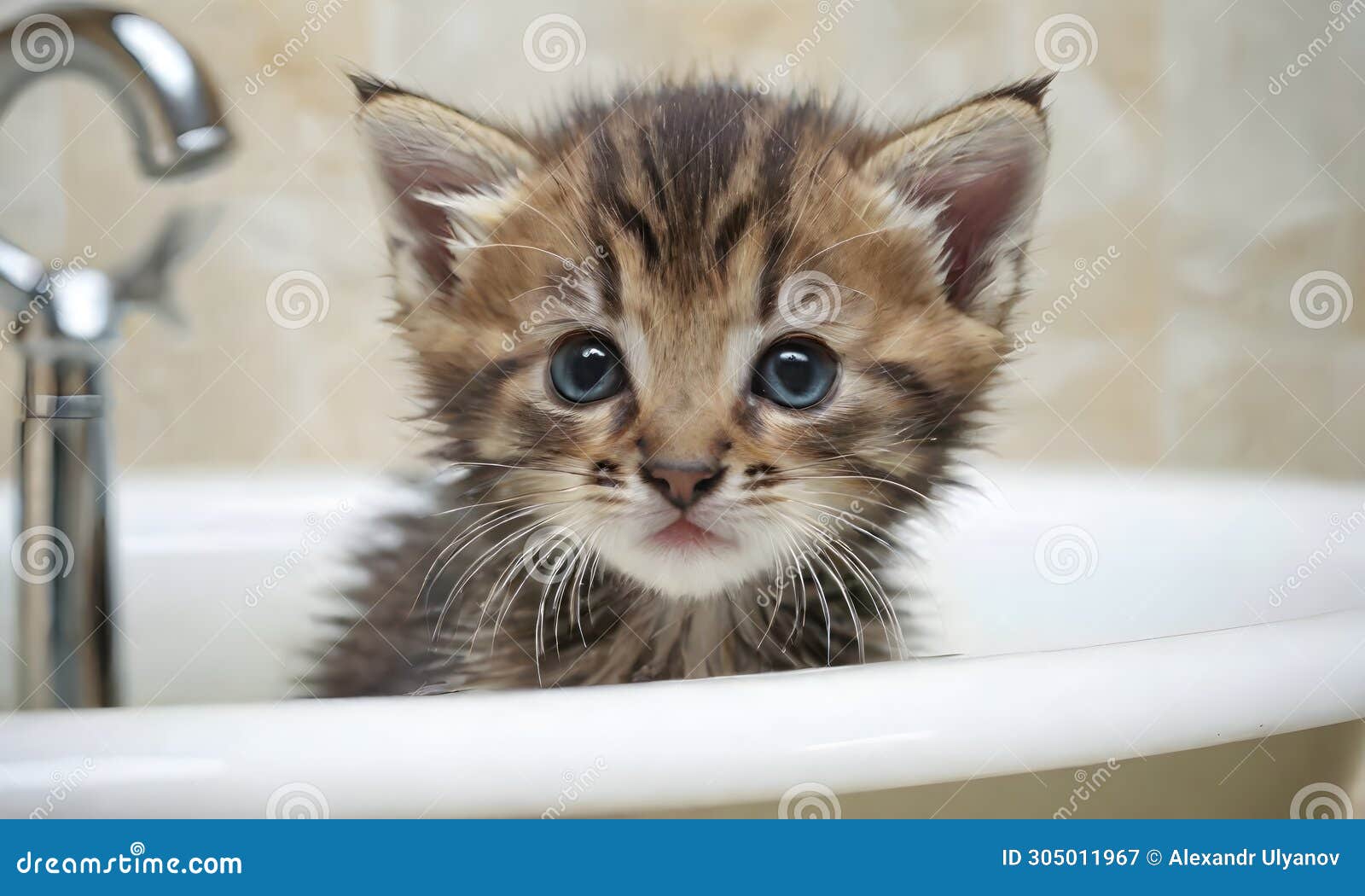 Cute kitten taking a bath stock image. Image of shampoo - 305011967