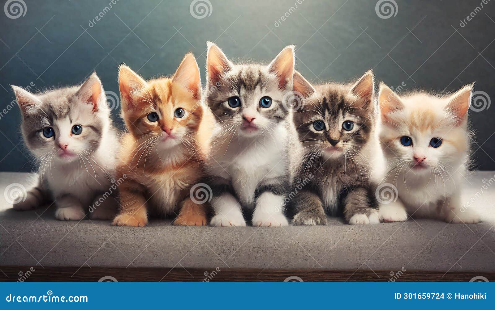 Cute Kittens. Group of Cat Babies .ai Generated Stock Illustration ...