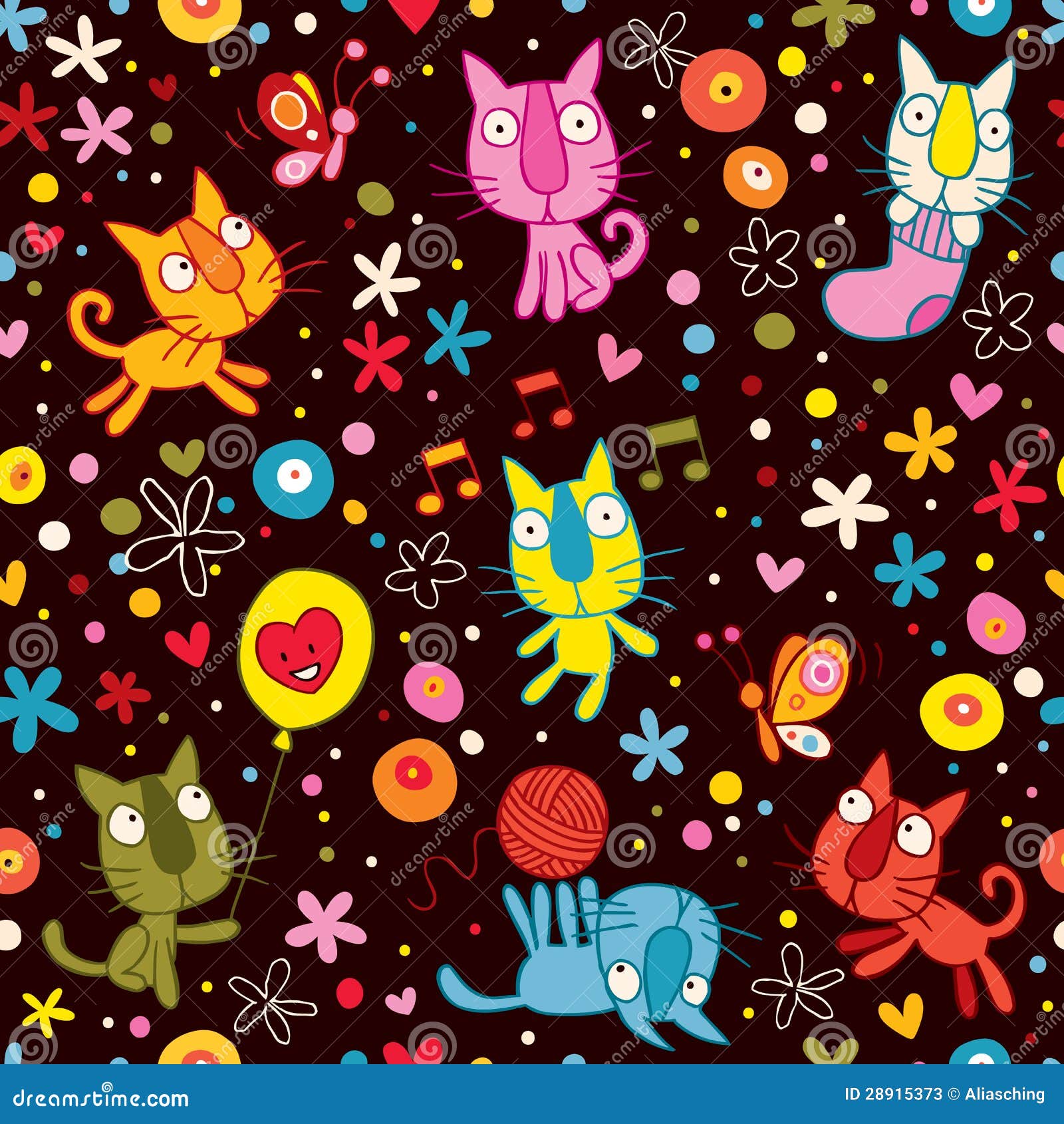 Cute kittens pattern stock vector. Illustration of kitty - 28915373