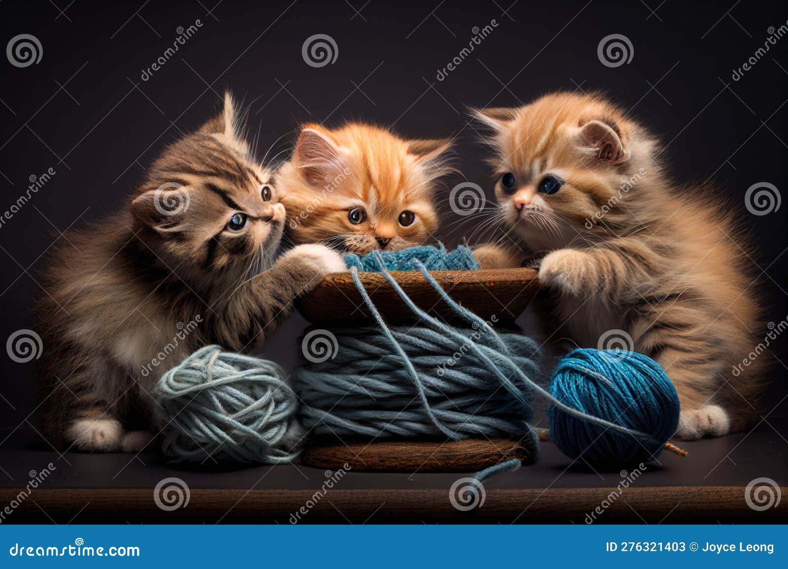 Cute Kittens Playing with Yarns and Threads. Generative AI. Stock Illustration - Illustration of ...