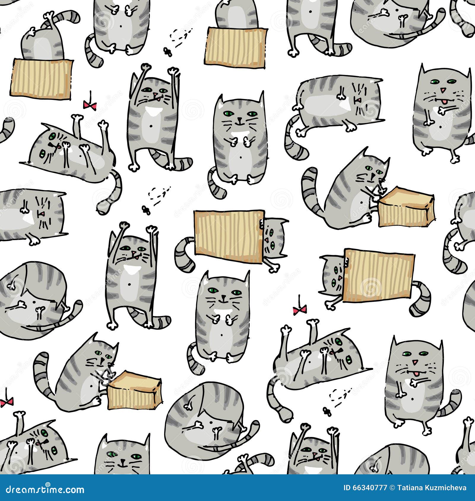 Cute Kittens Seamless Background. Vector Stock Vector - Illustration of ...