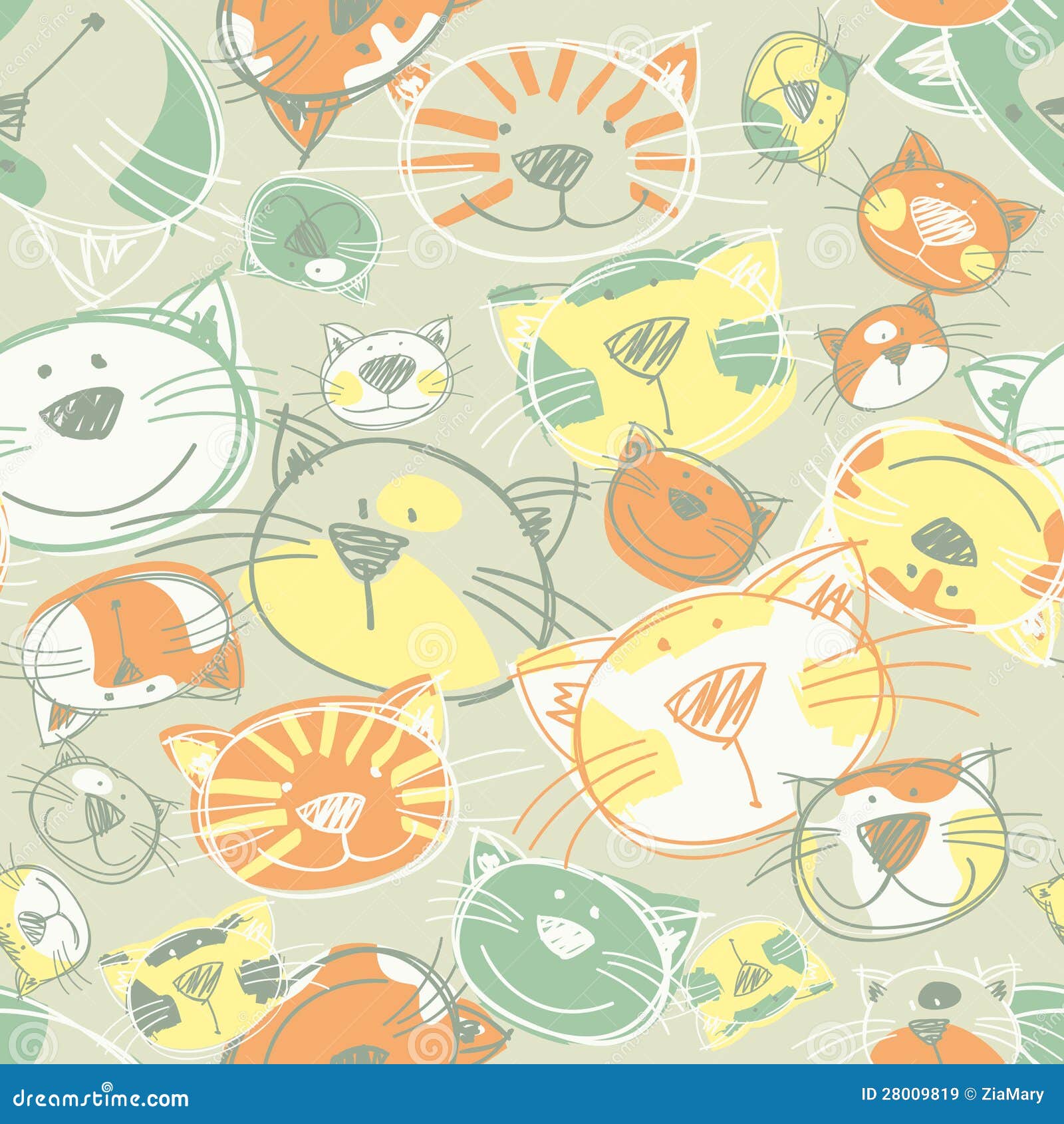 Cute Kittens Seamless Pattern Stock Vector - Illustration of fabric ...