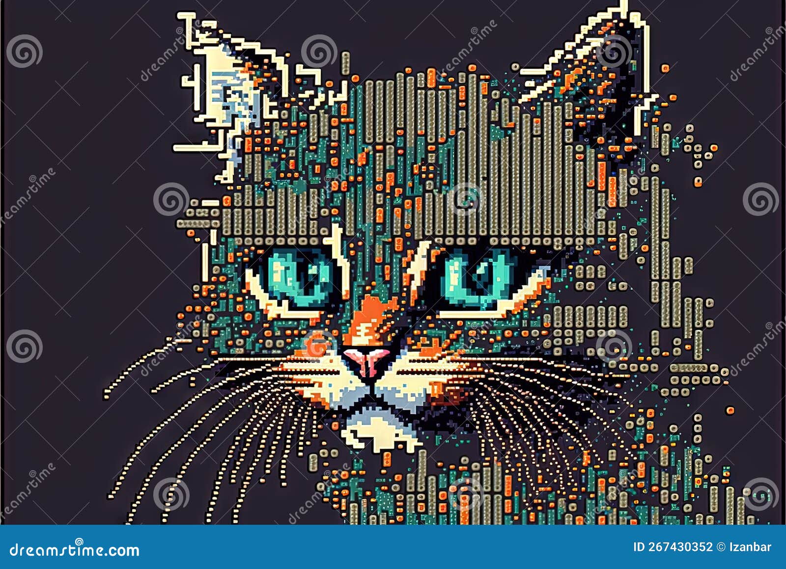 Big Pixel Retro Cpu Cat Illustration Generative Ai Stock Illustration ...