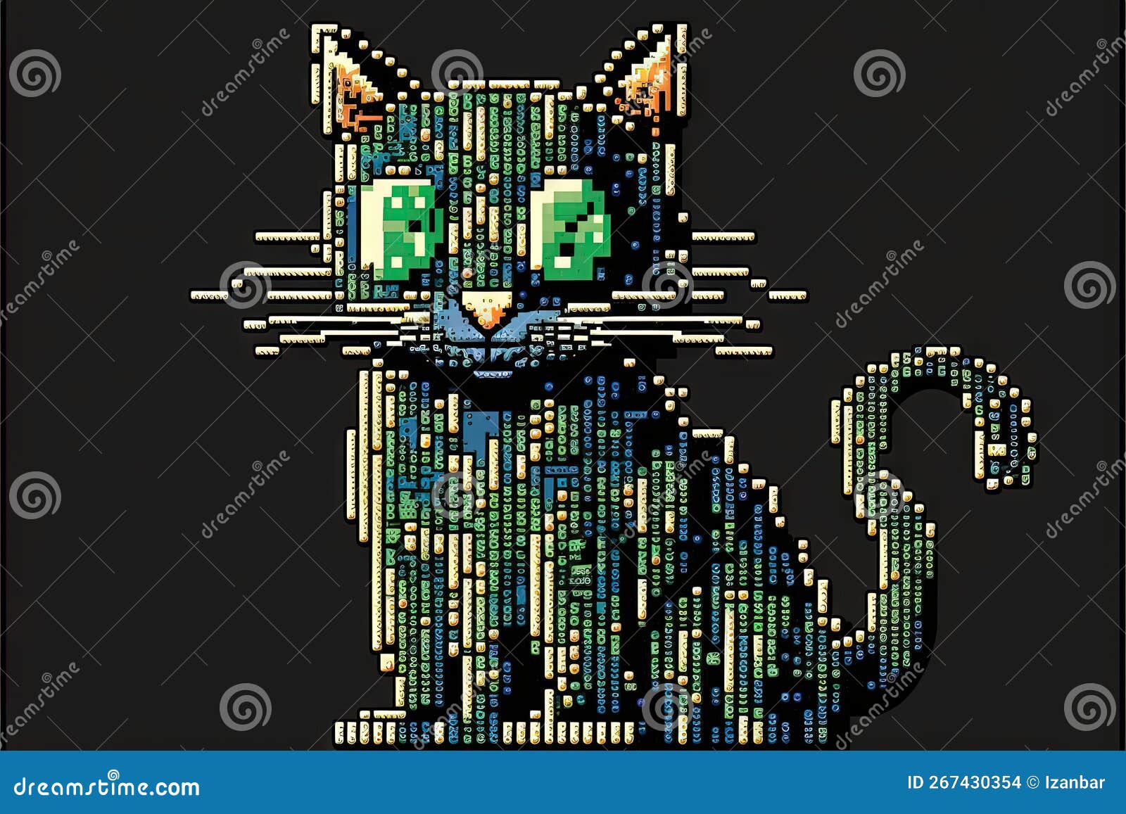 Big Pixel Retro Cpu Cat Illustration Generative Ai Stock Illustration ...