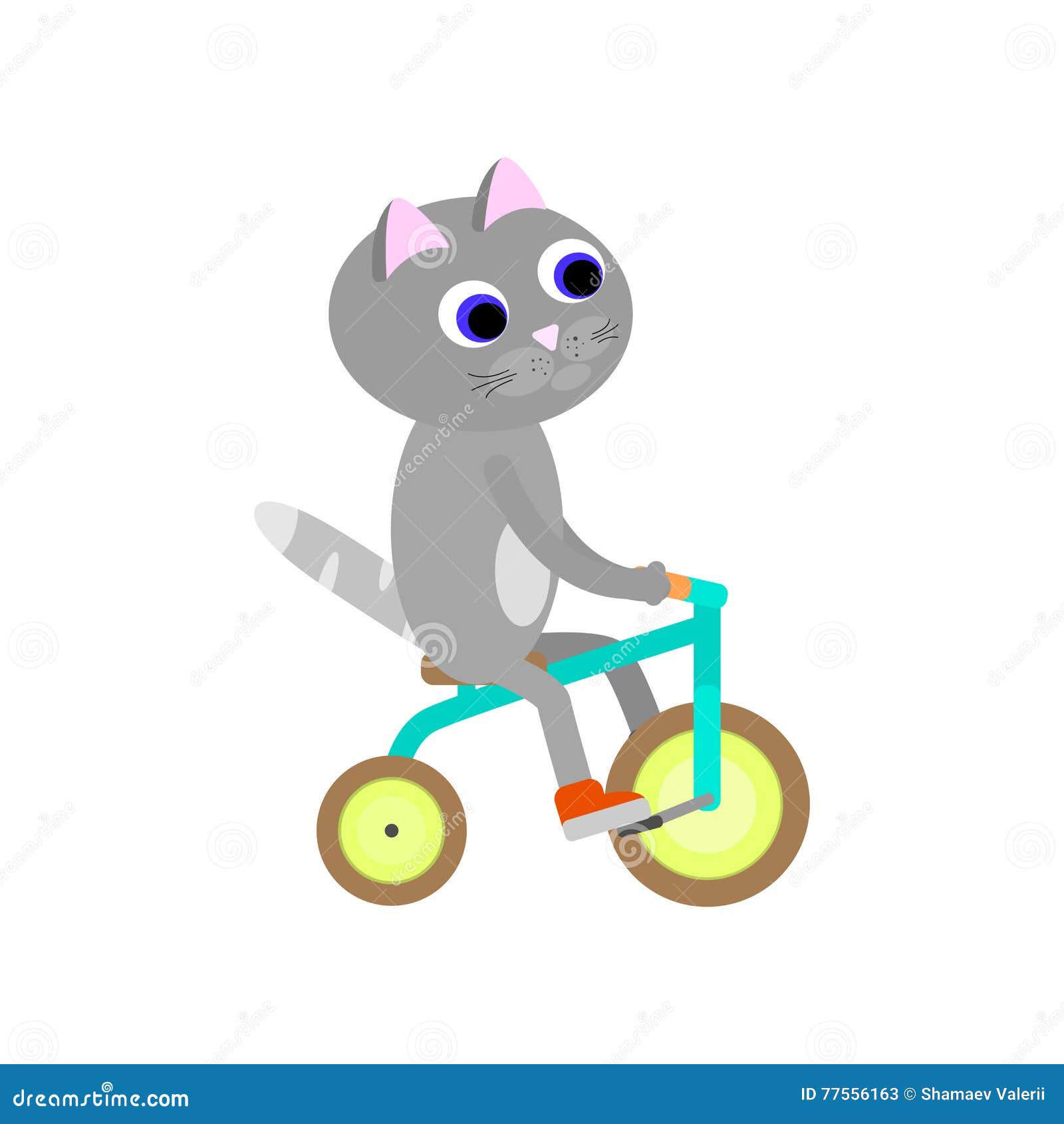 Cute Kitty Riding a Bicycle Stock Vector - Illustration of children ...