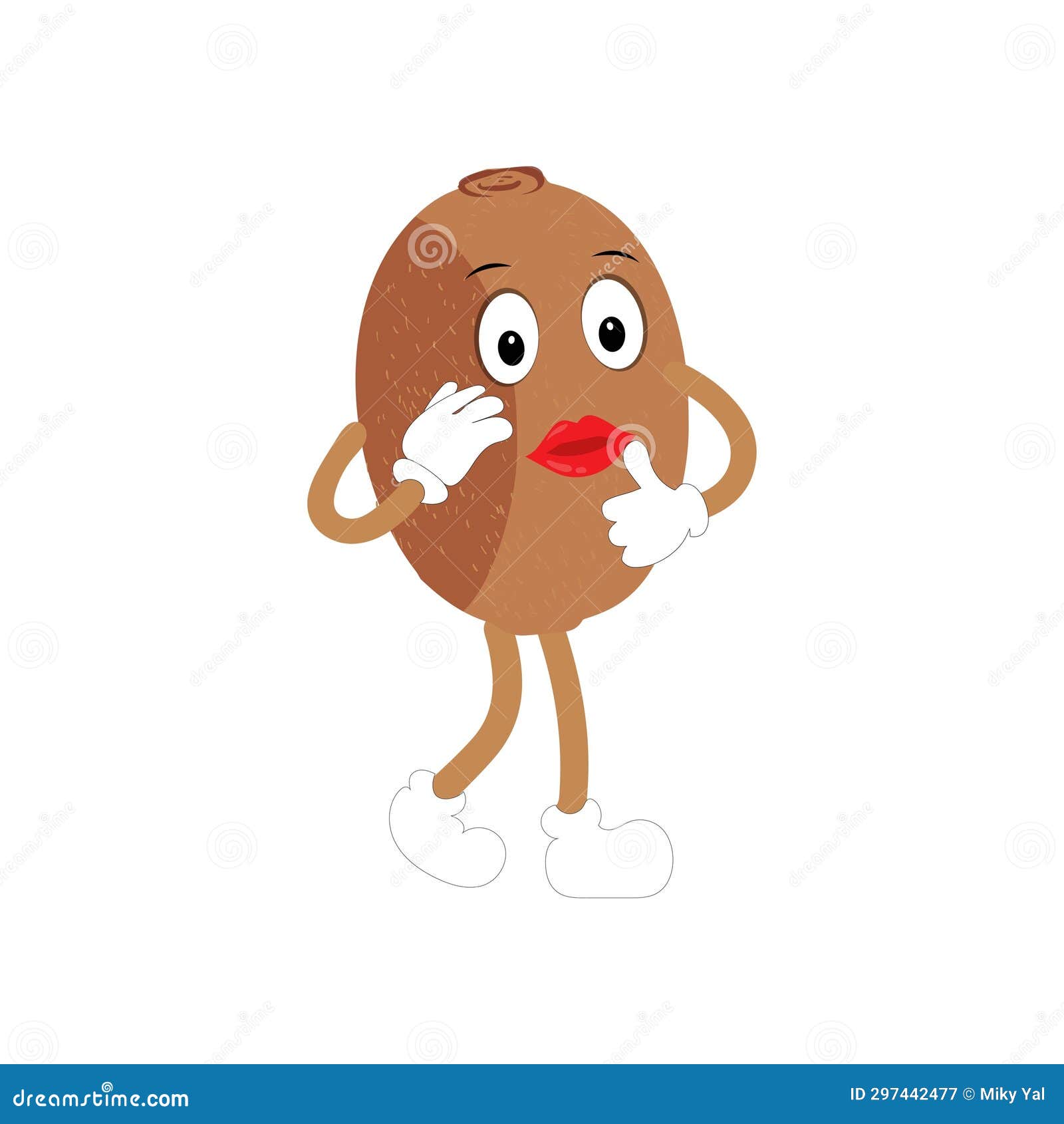 Cute Kiwi Cartoon With Happy Facial Expressions And Different Pose