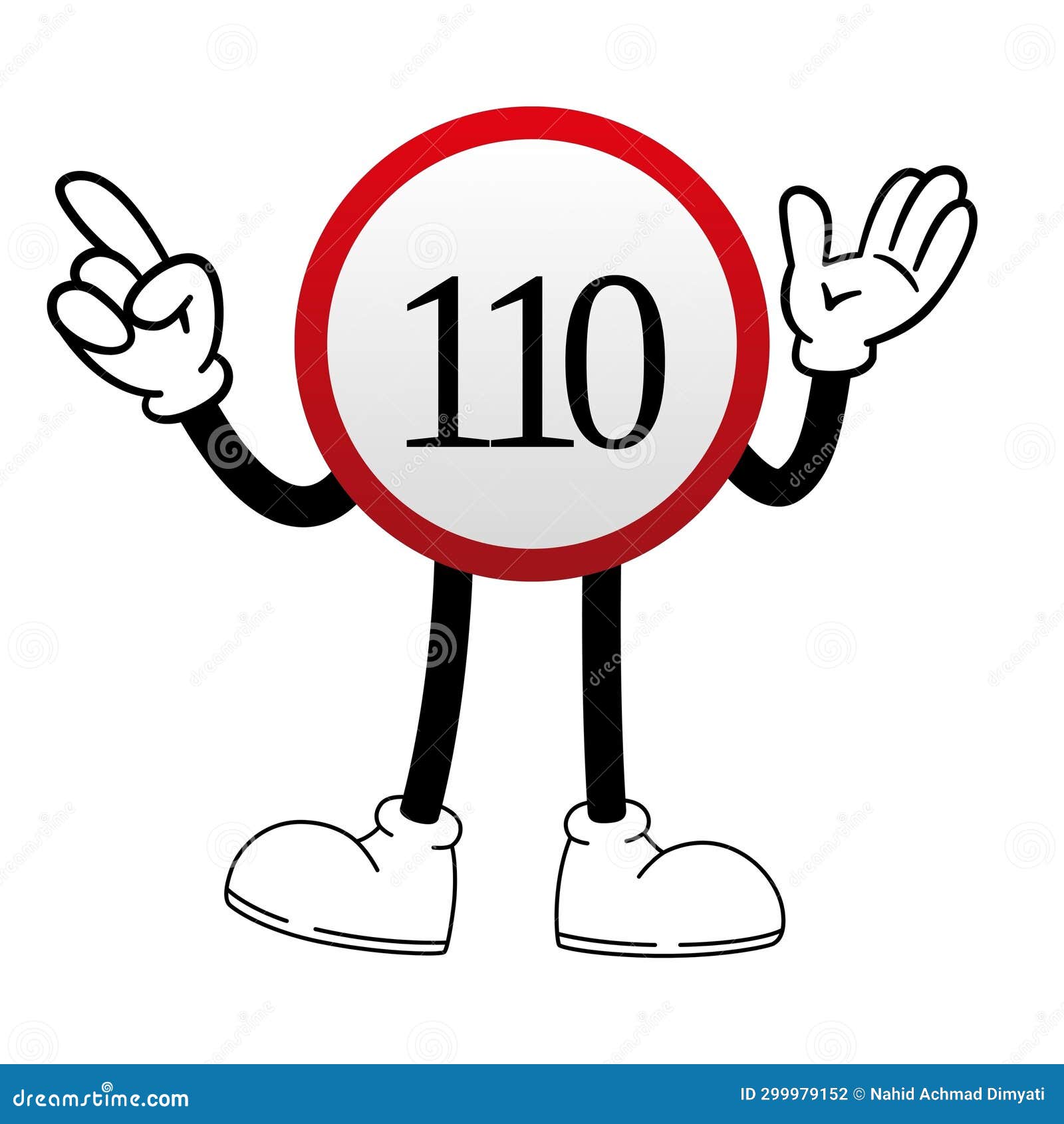 Cute 110 Km Speed ??Limit Sign Vector Showing Index Hand Shaped Number ...