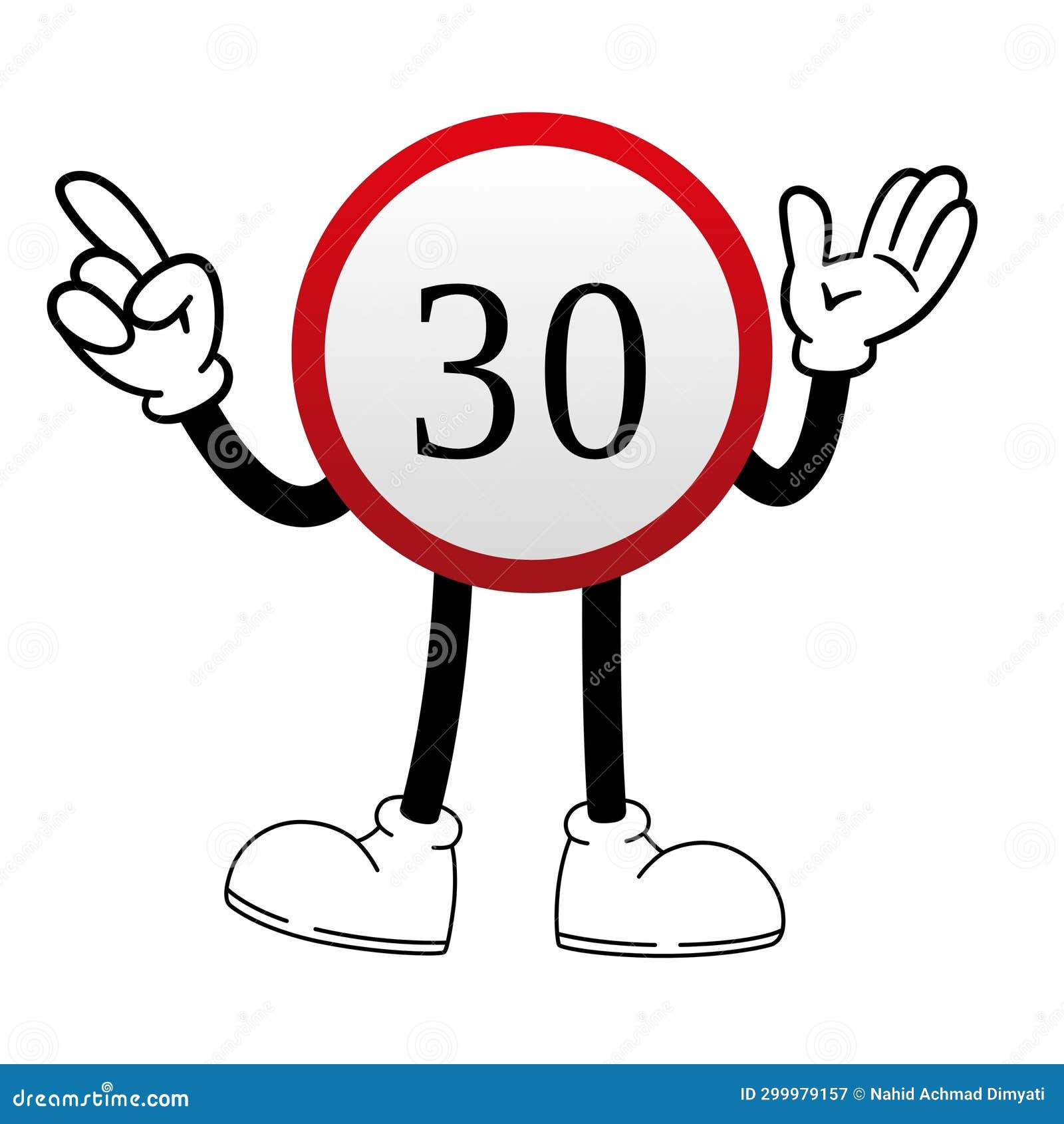 Cute 30 Km Speed ??Limit Sign Vector Showing Index Hand Shaped Number 1 ...